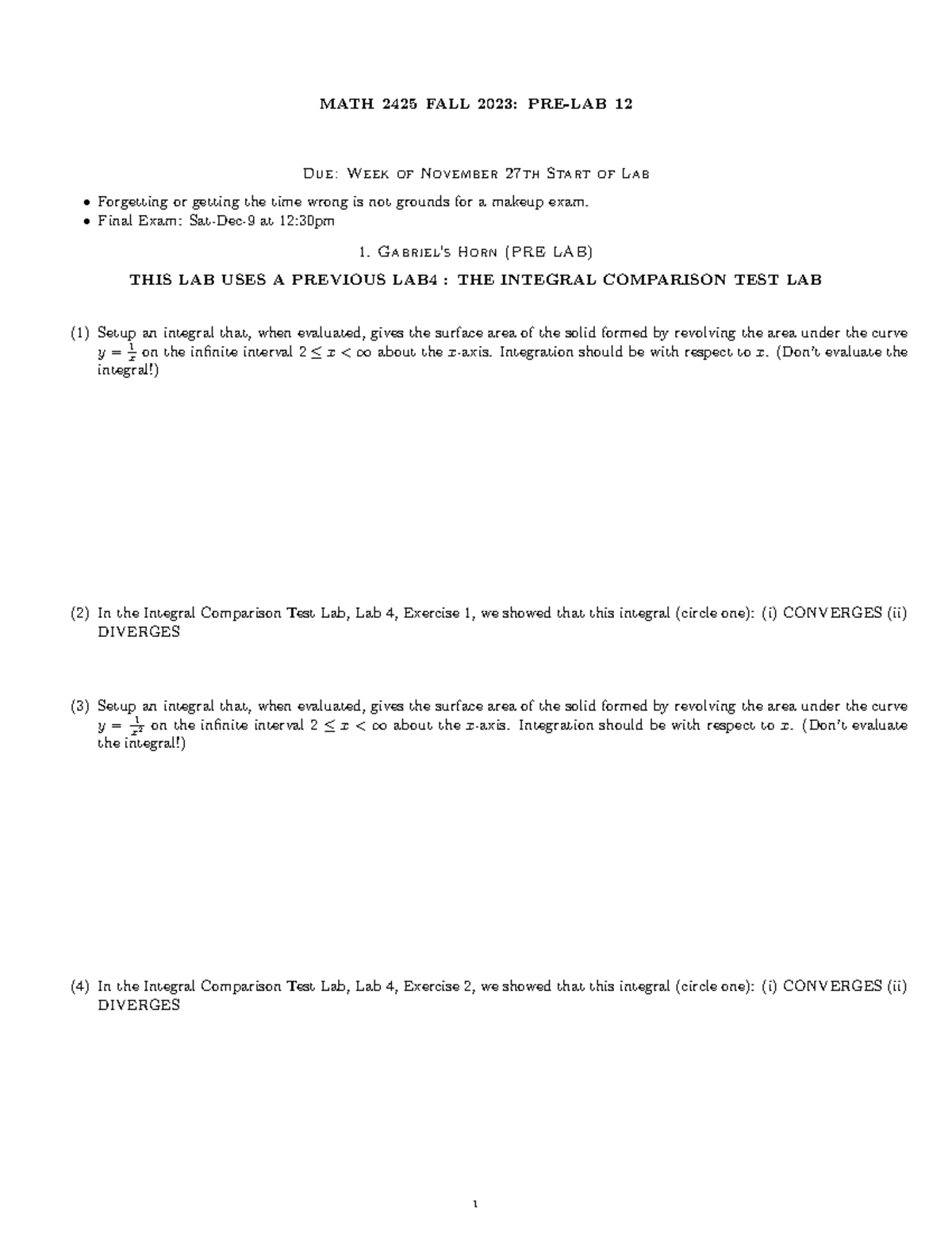 Lab12 Gabriel PreLab - MATH 2425 FALL 2023: PRE-LAB 12 Due: Week of ...