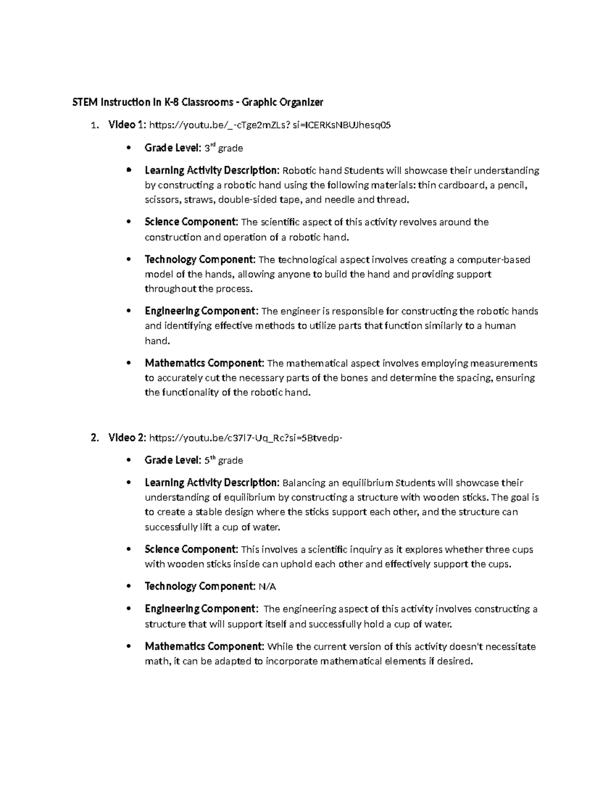 STEM Instruction in K - Video 1: youtu/_-cTge2mZLs? si=ICERKsNBUJhesq ...