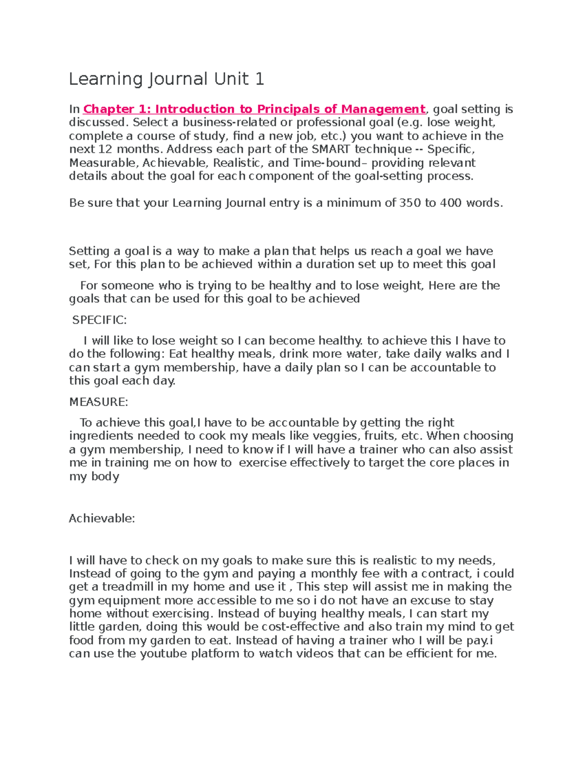 Learning journal one - Learning Journal Unit 1 In Chapter 1 ...