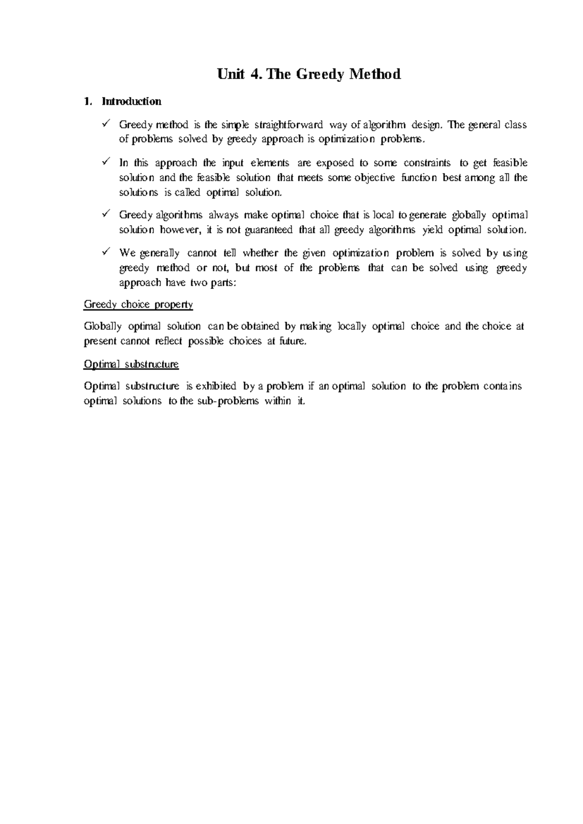 unit 4 greedy method adajhiugyhugyugggggggyhgyhfvuyt - Unit 4. The ...