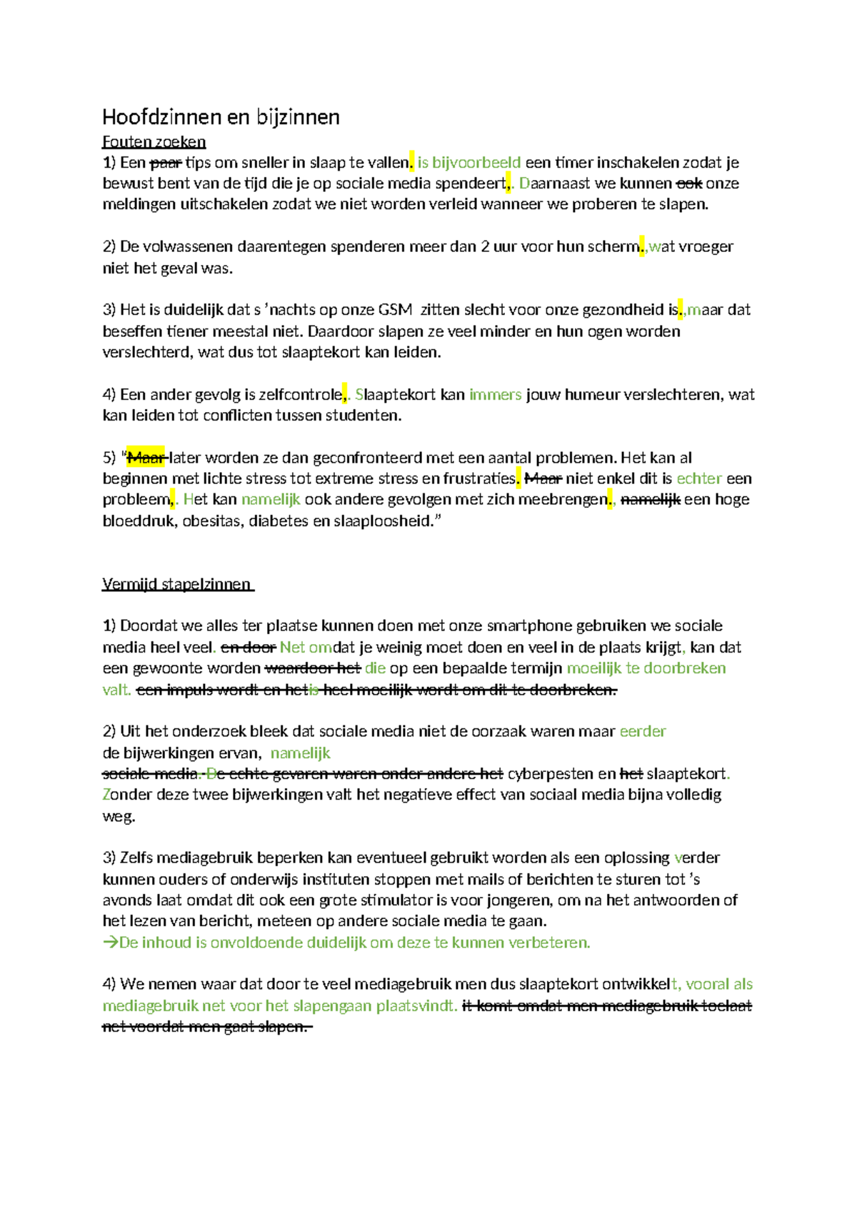 Zinsbouw oefeningen dia's - Hoofdzinnen en bijzinnen Fouten zoeken Een ...
