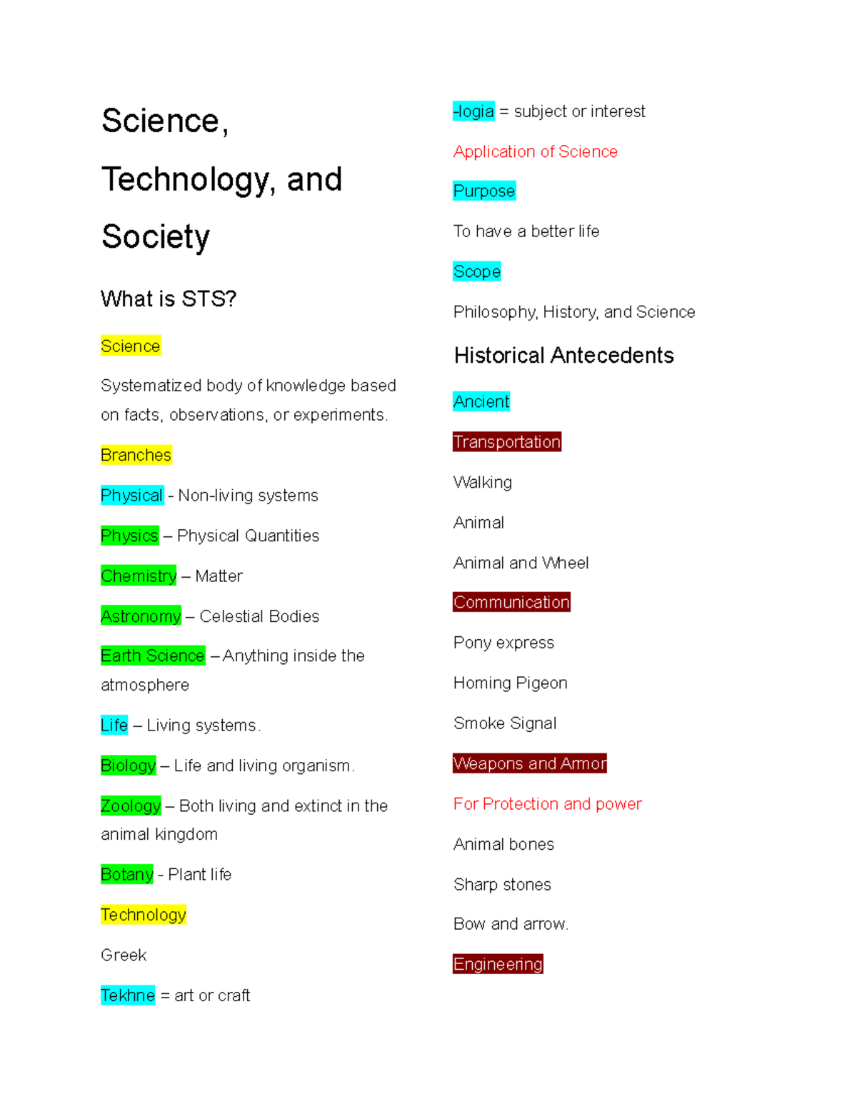 STS Notes PE - Science, Technology, and Society What is STS? Science ...