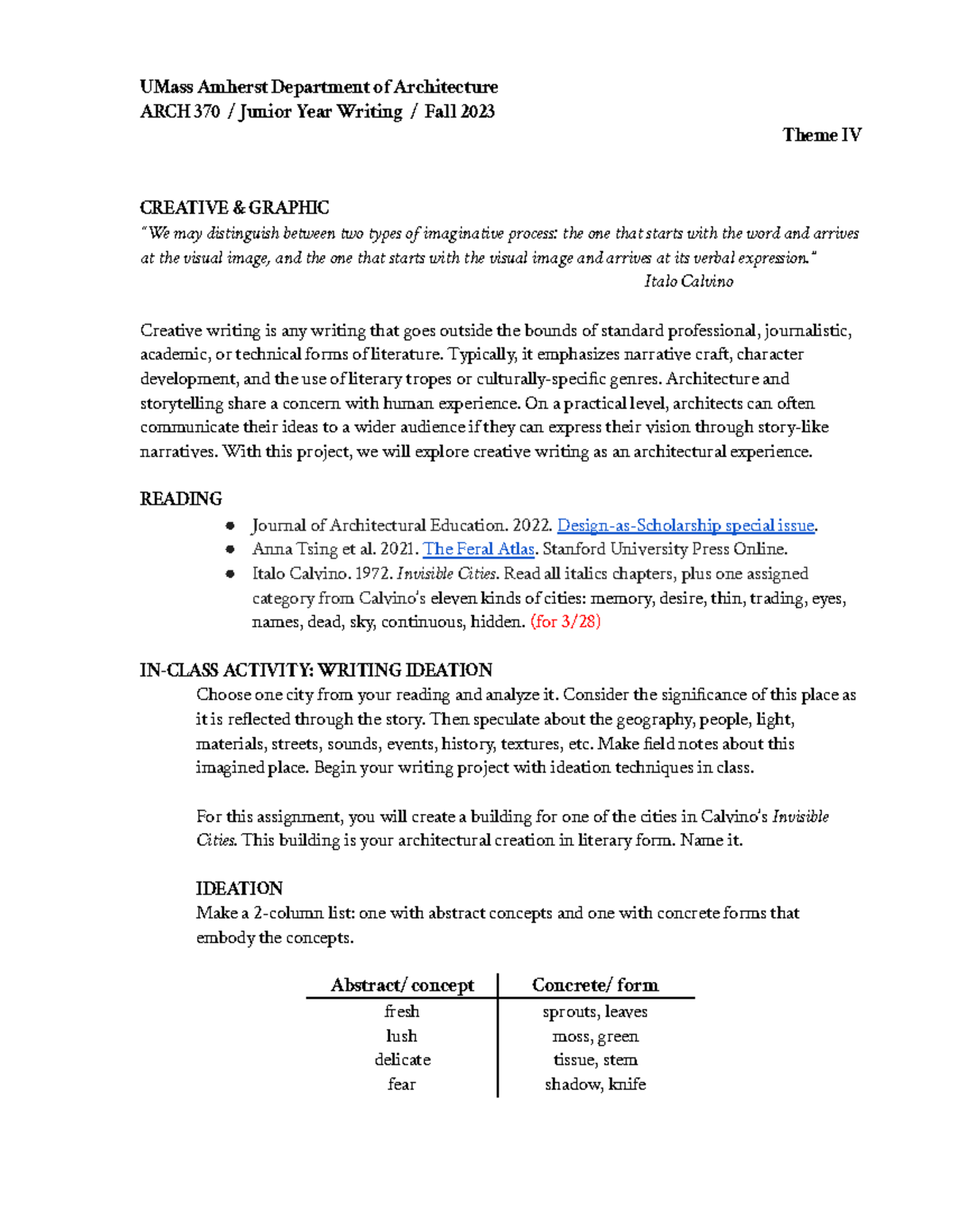 4 Creative Graphic Assignment Guide - UMass Amherst Department of ...