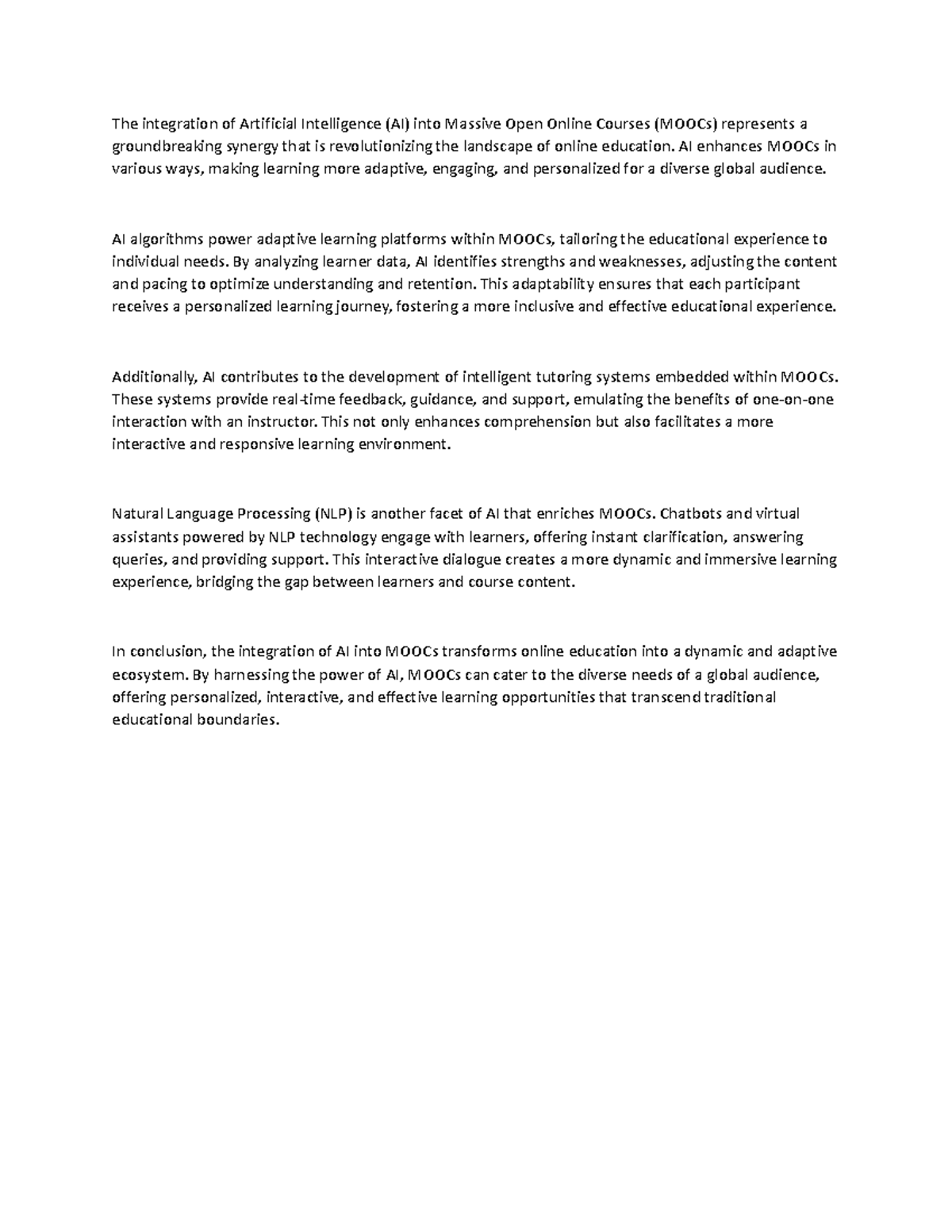 The integration of Artificial Intelligenc 3 - AI enhances MOOCs in ...