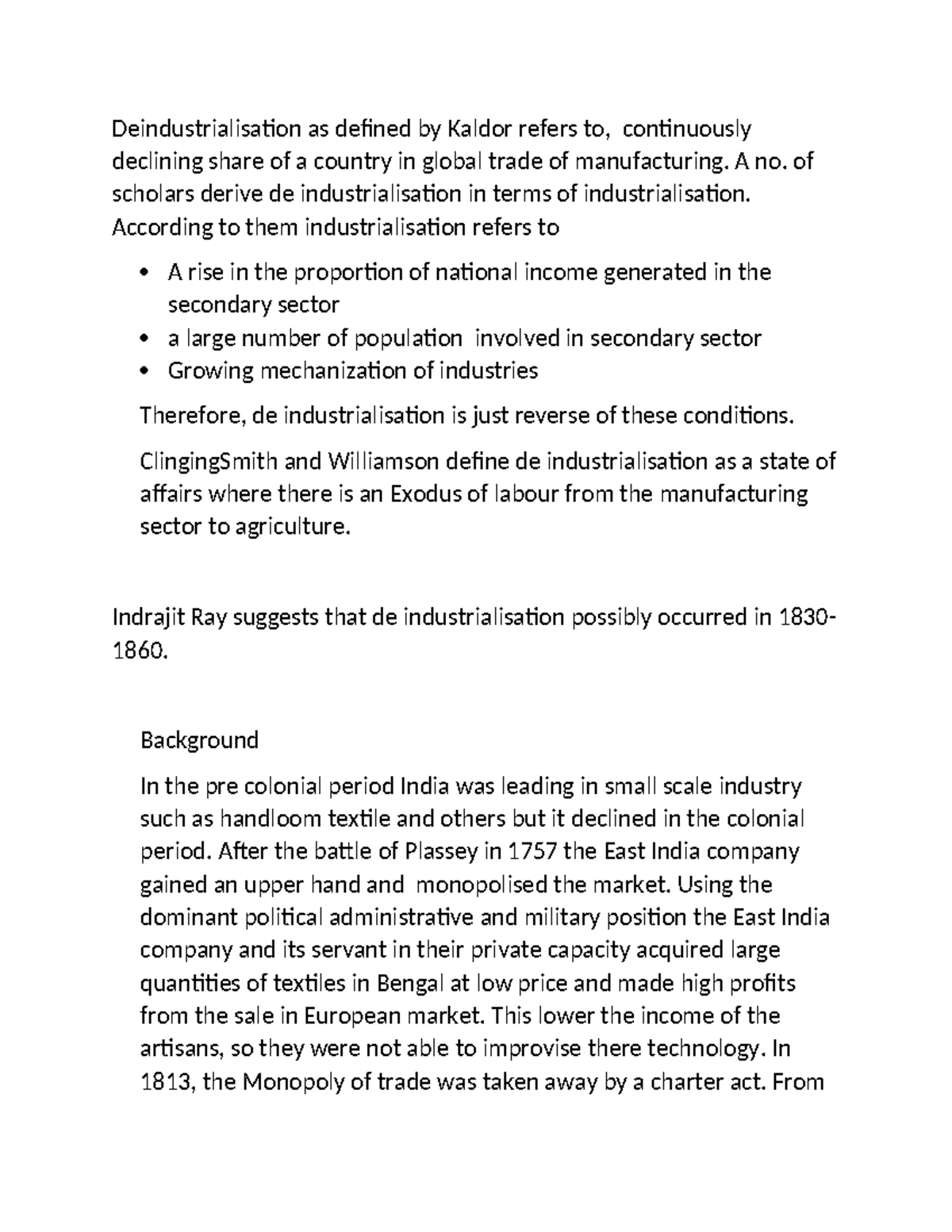 DE Industrialisation - Deindustrialisation as defined by Kaldor refers to, continuously ...
