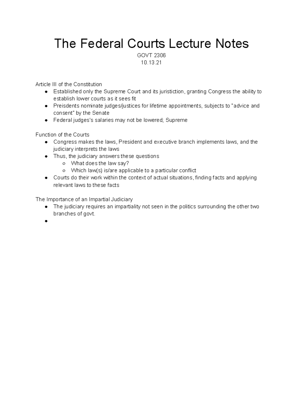 The Federal Courts Lecture Notes - Article III of the Constitution ...