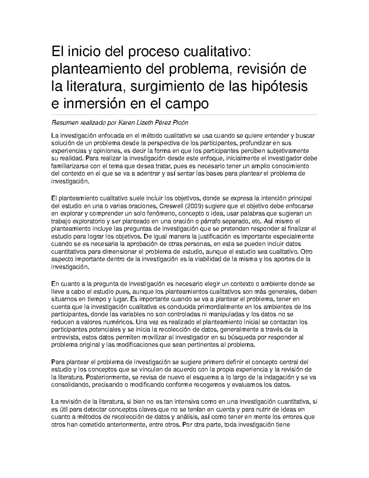 El inicio del proceso cualitativo - Sampieri - El inicio del proceso cual itativo: plant eami ...