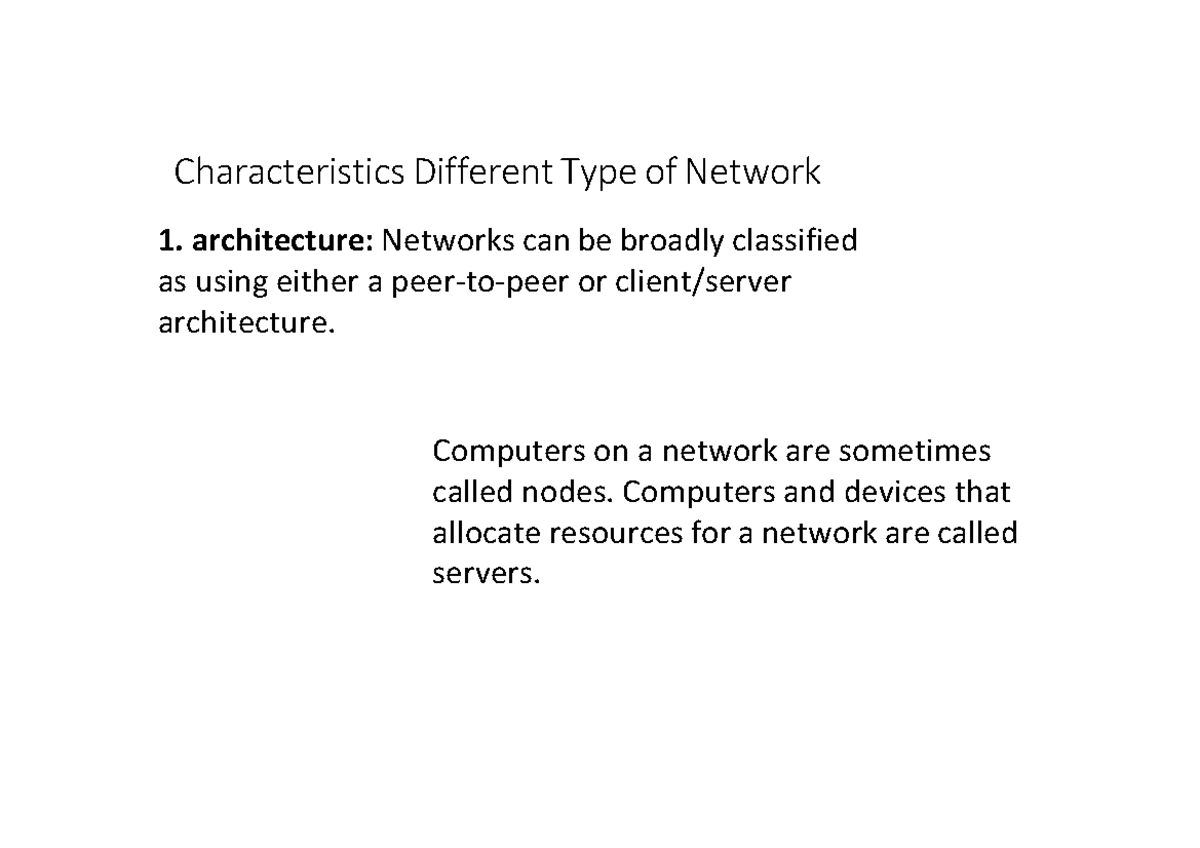 Definition of Computer Network Lanjutan - Characteristics Different Type of Network 1 ...