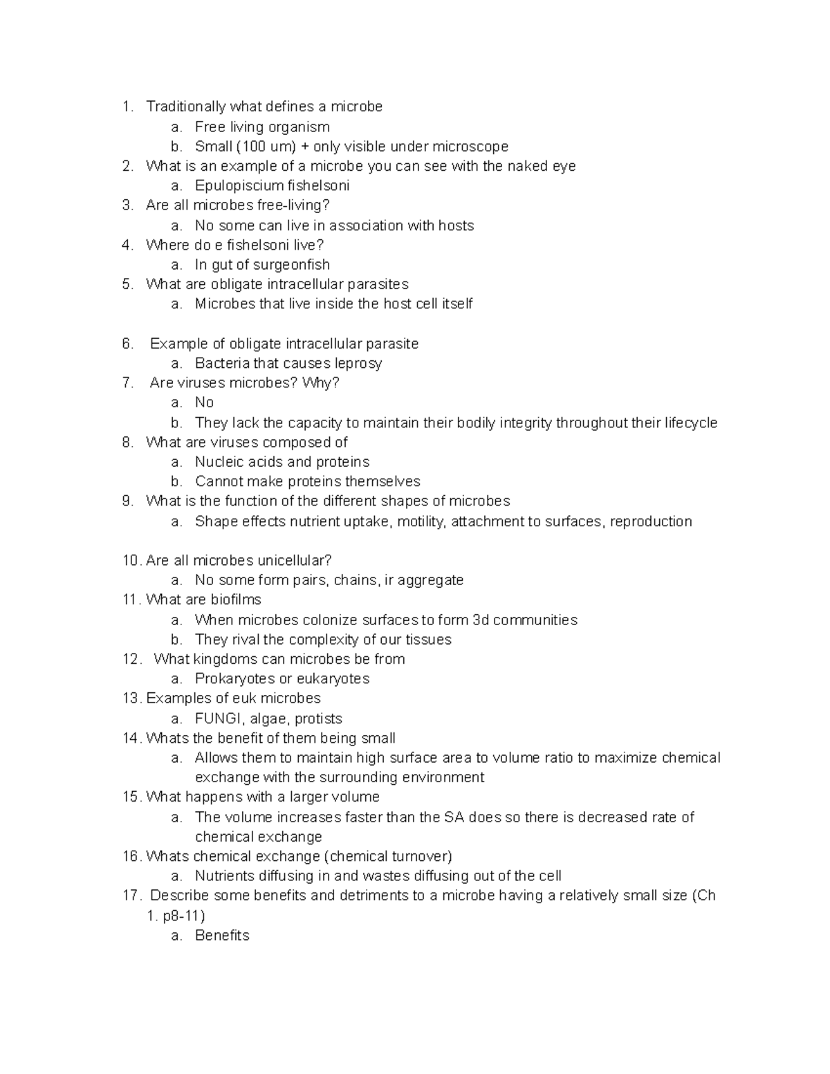Learning objectives + microbio book notes - Traditionally what defines ...