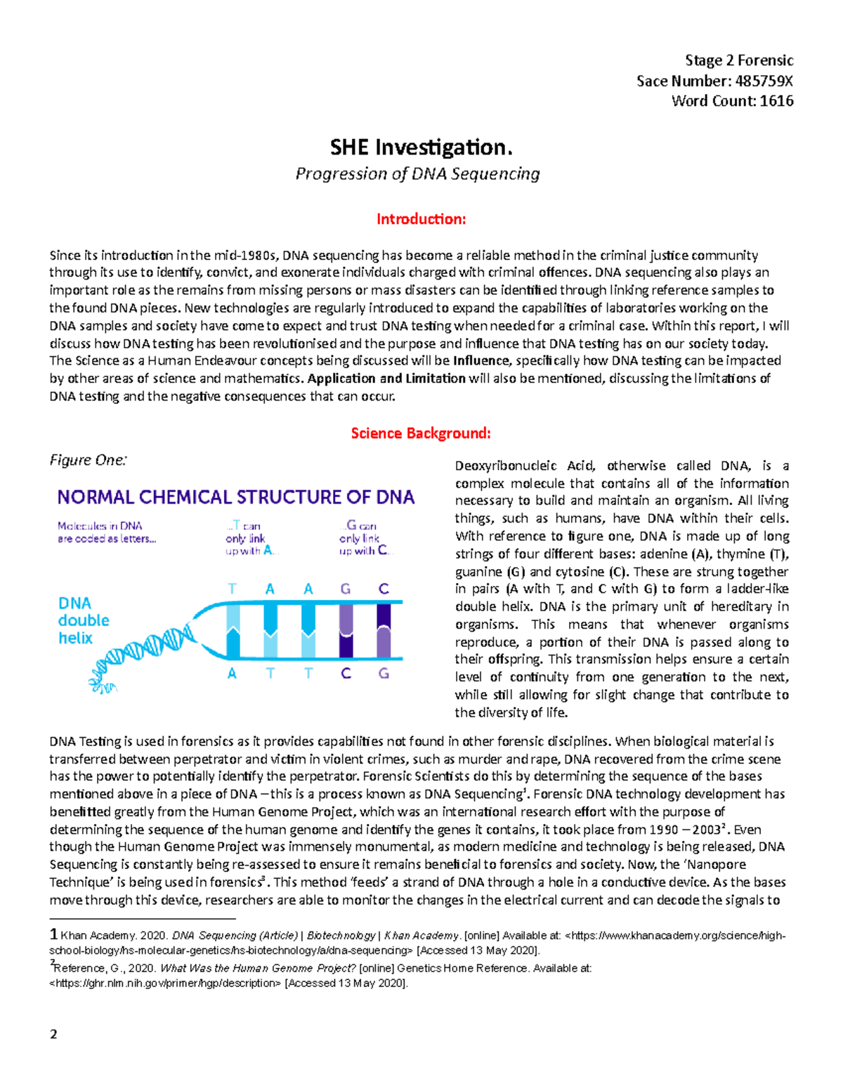 SHE Investigation for Forensics - Stage 2 Forensic Sace Number: 485759X ...