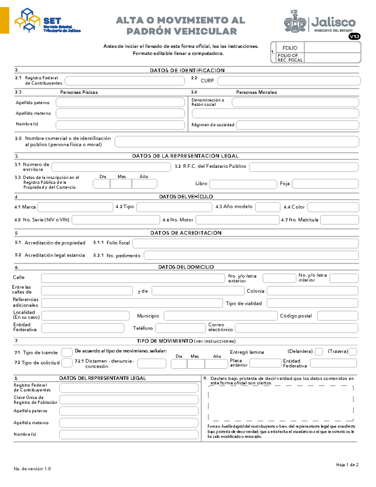 Formato V1J Actualizado - Antes de iniciar el llenado de esta forma ...