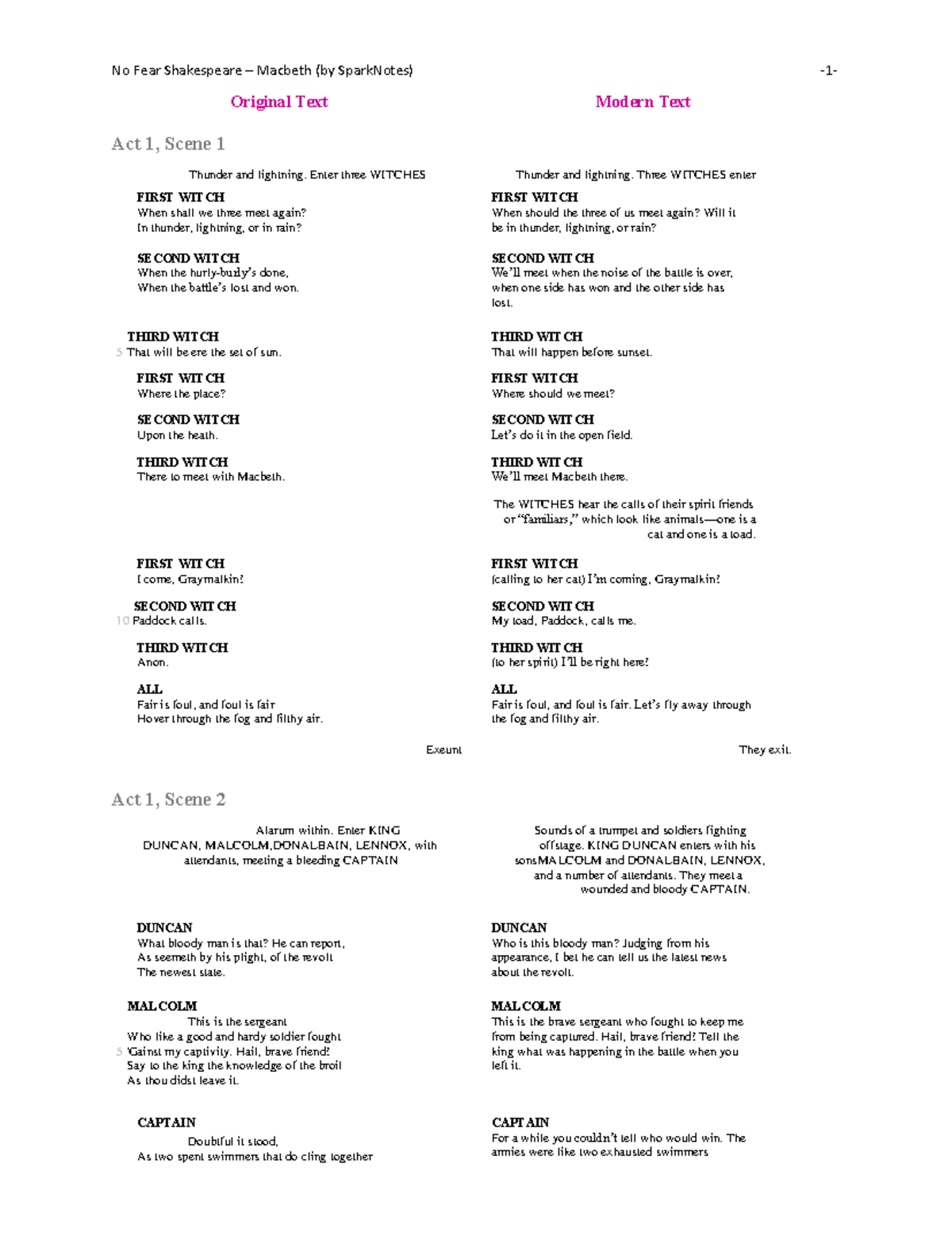 Macbeth text - Original Text Modern Text Act 1, Scene 1 Thunder and ...