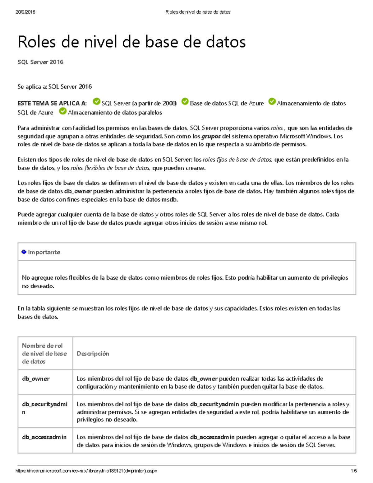 324789102 Roles de Nivel de Base de Datos - Roles de nivel de base de ...
