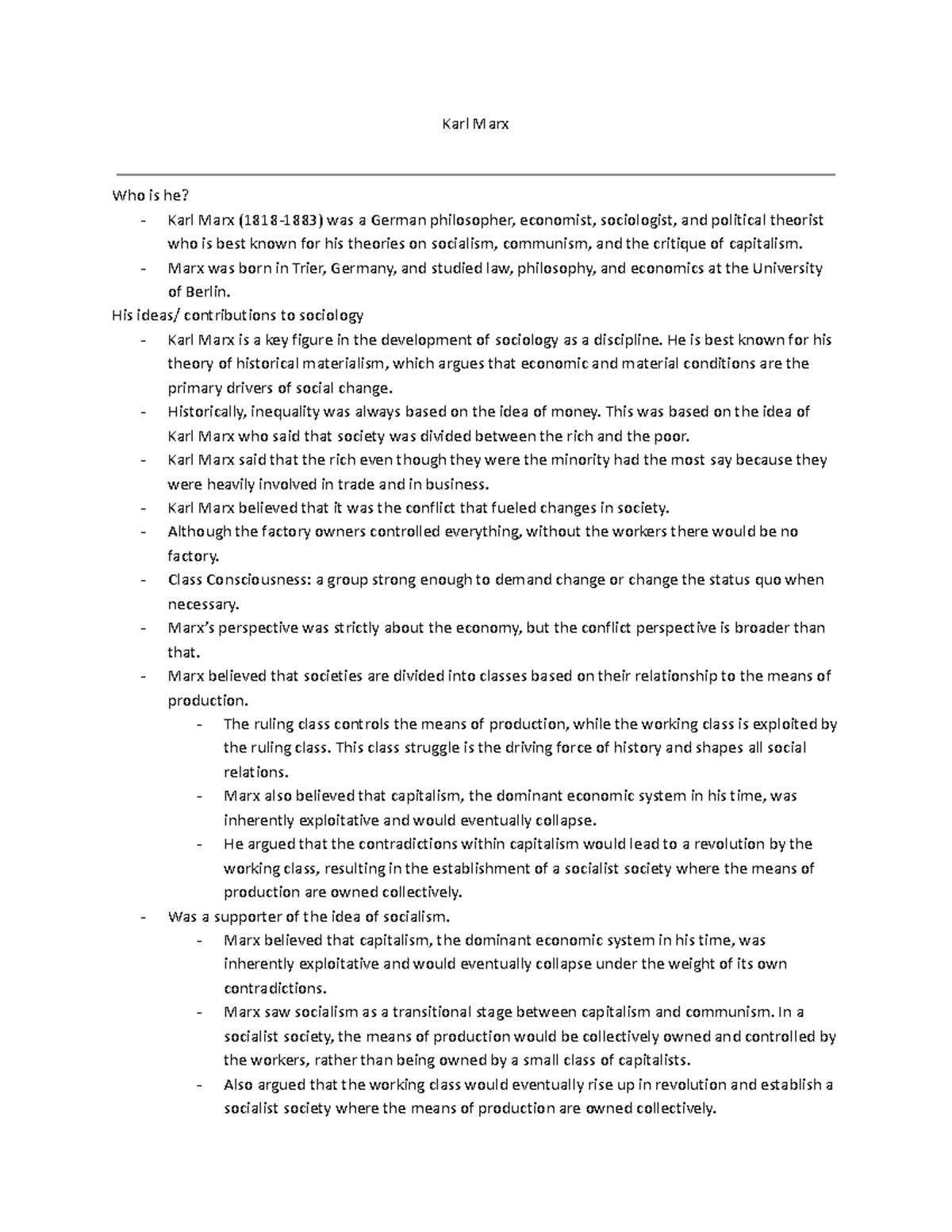 Sociology Karl Marx - Karl Marx Who is he? - Karl Marx (1818-1883) was ...