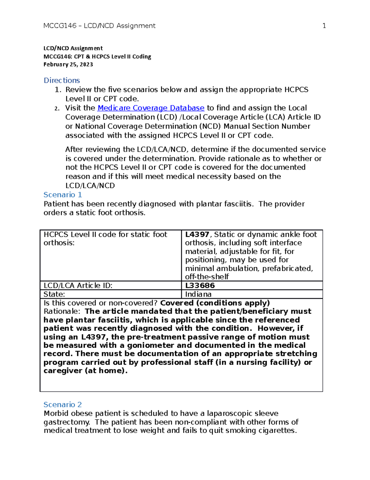 LCD-NCD Assignment - LCD and NCD information found for various case ...