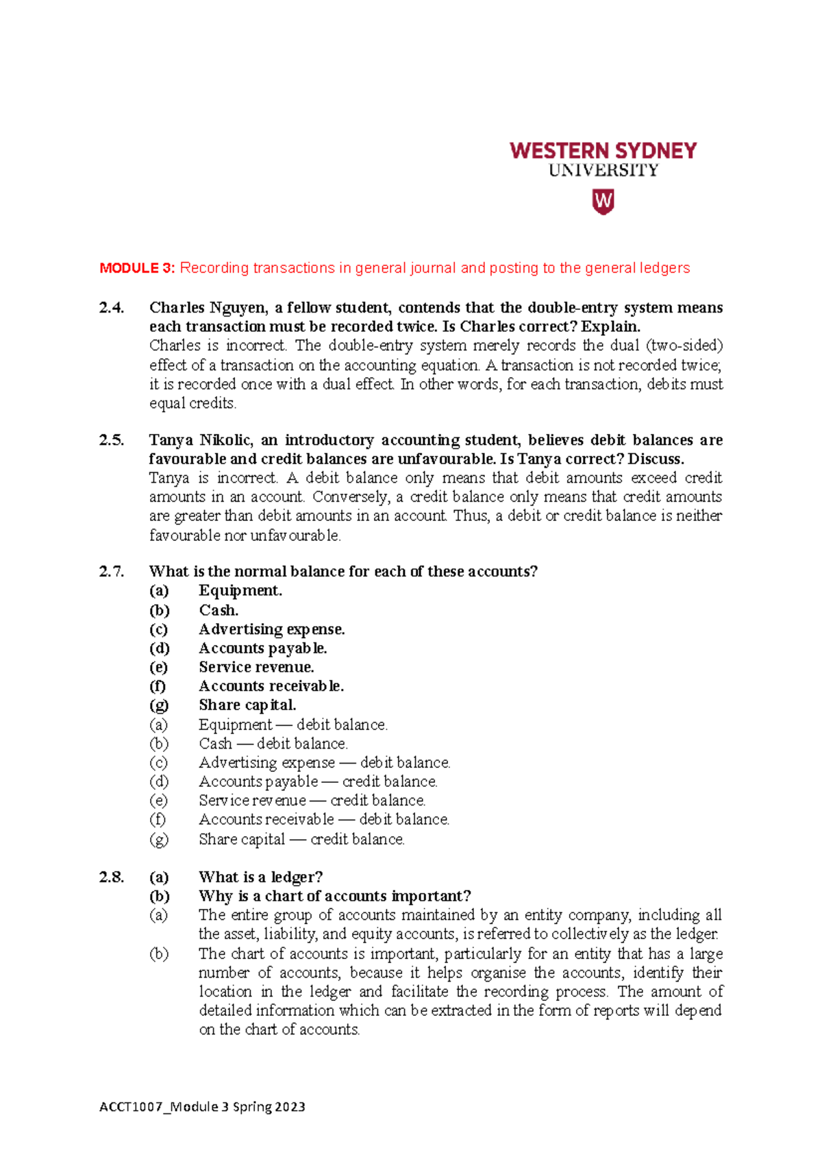 Module 3 Discussion question Solutions - MODULE 3: Recording transactions in general journal and ...