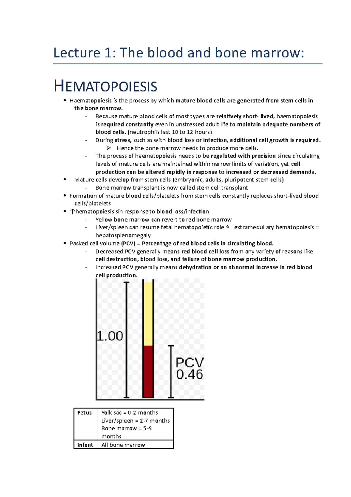 Lecture 1- Blood and Bone Marrow - Lecture 1: The blood and bone marrow ...
