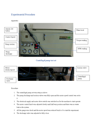 Centrifugal pump experiment - Thermofluids Lab - UiTM - Studocu