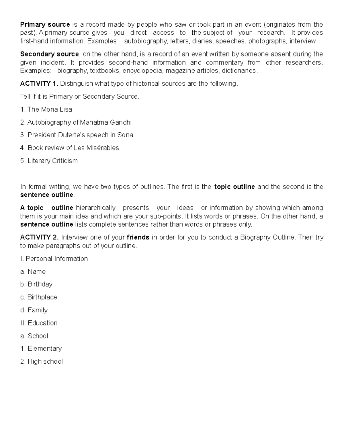 Module 2 Asynchronous Activity - Primary source is a record made by ...