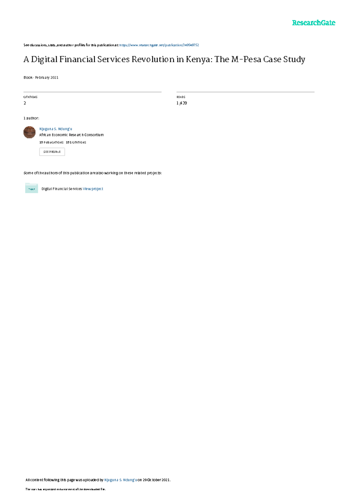 A Digital Financial Services Revolution in Kenya - Ndung'u African ...