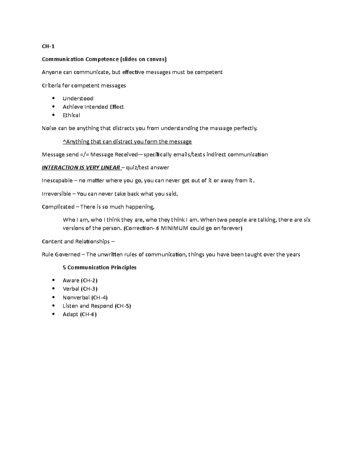 CH-1,2 - Jerimiah Jensen COMM 1310 - CH- Communication Competence ...