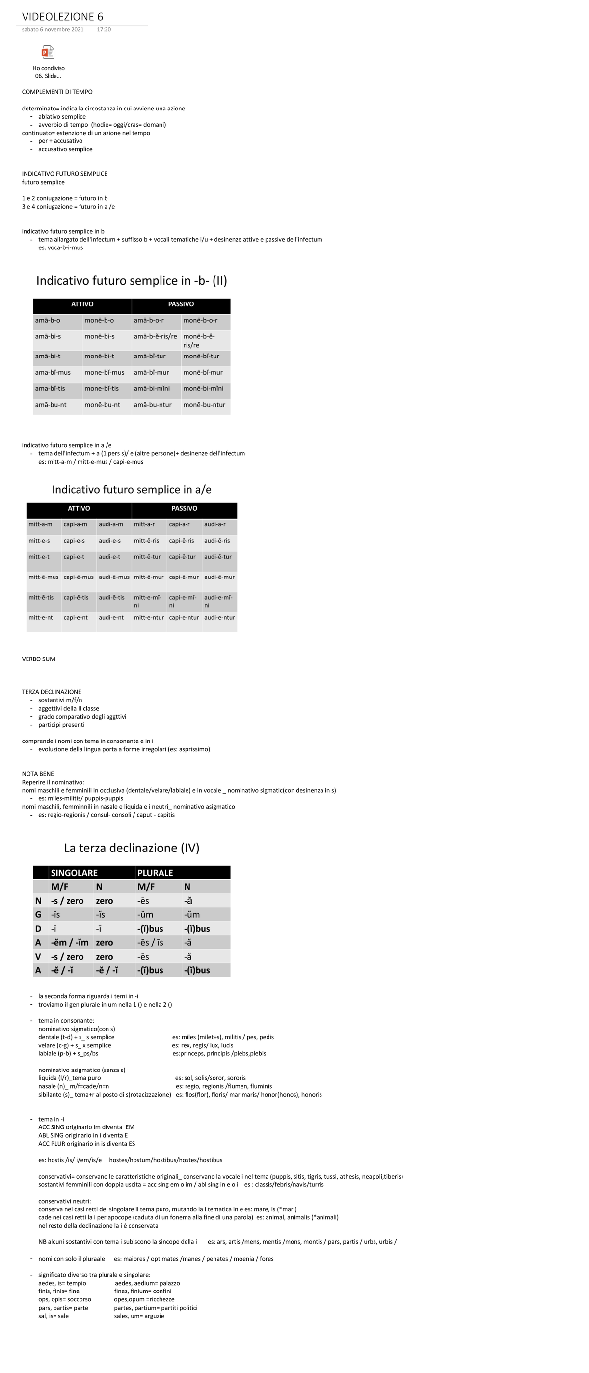 Videolezione 6 - Grammatica di base per ofa - latino lettere - Studocu