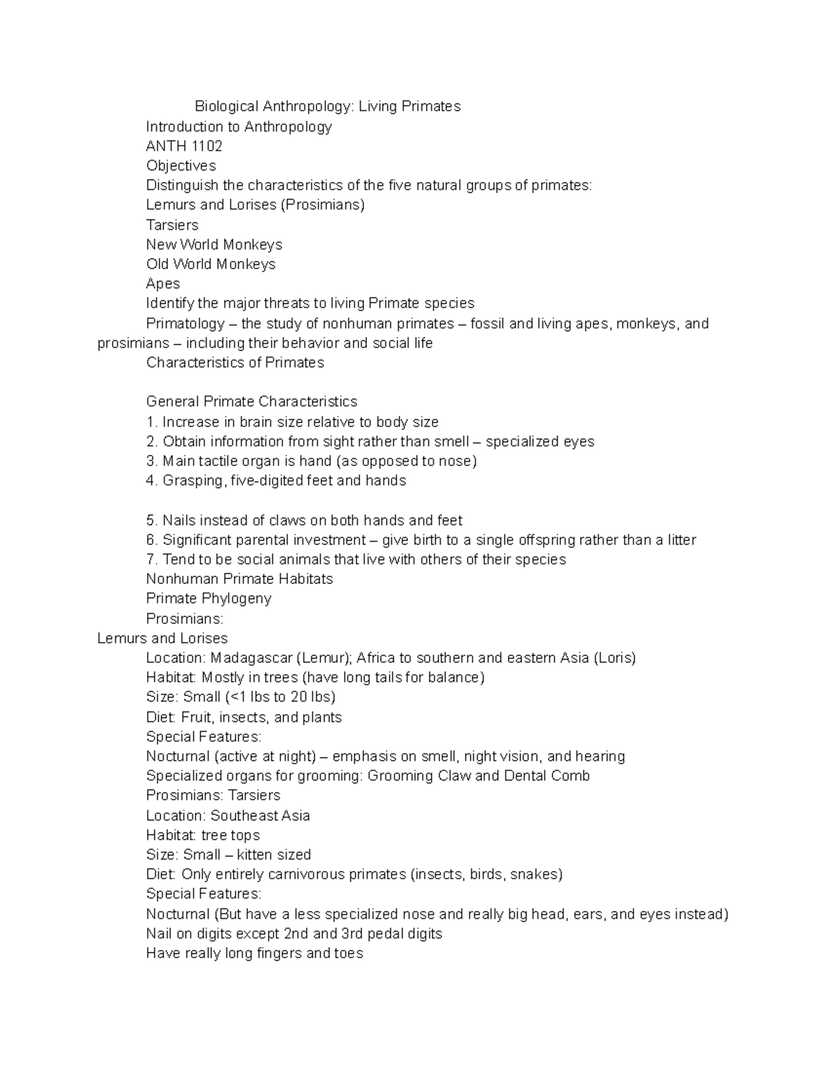 61 - notes - Biological Anthropology: Living Primates Introduction to ...