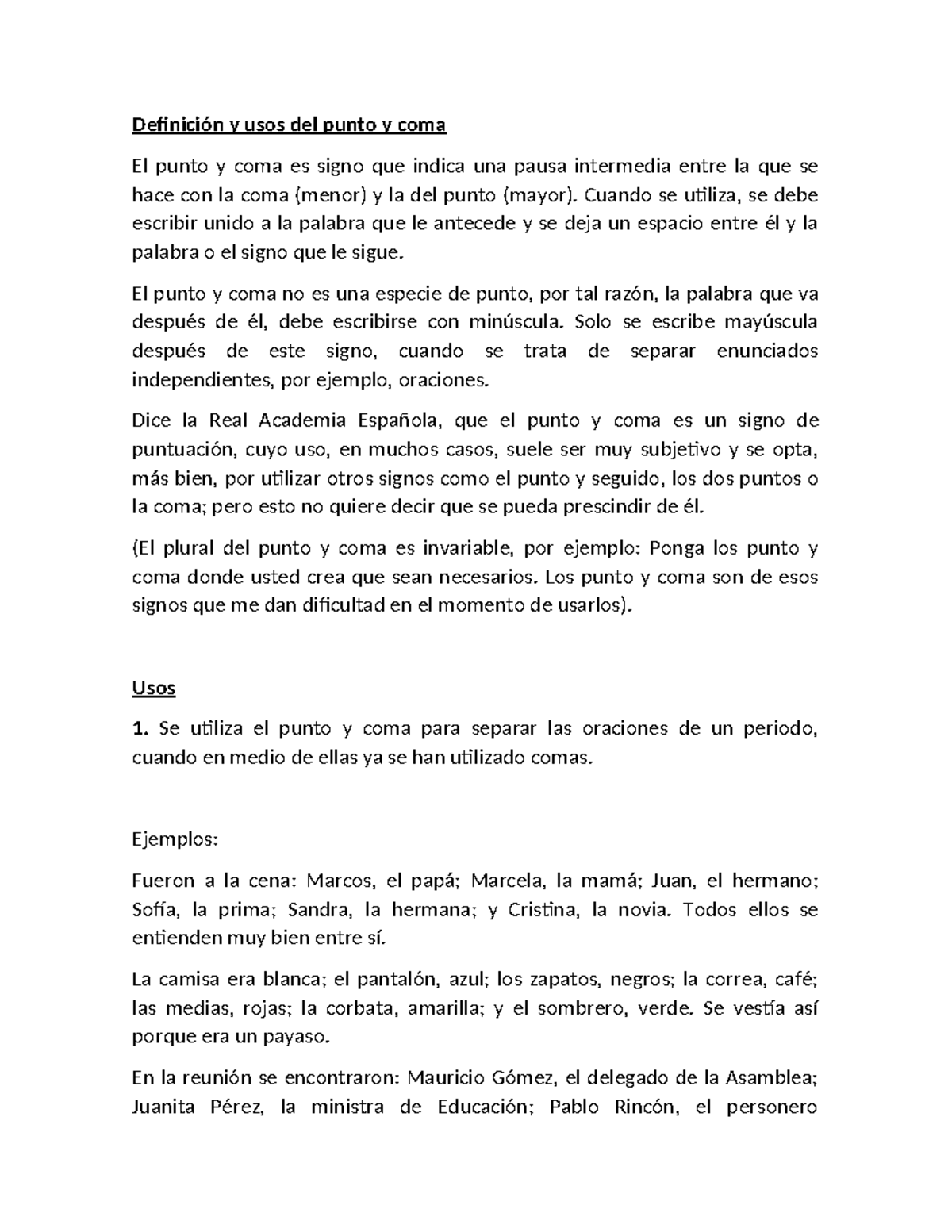 Definición y usos del punto y coma - Definición y usos del punto y coma ...