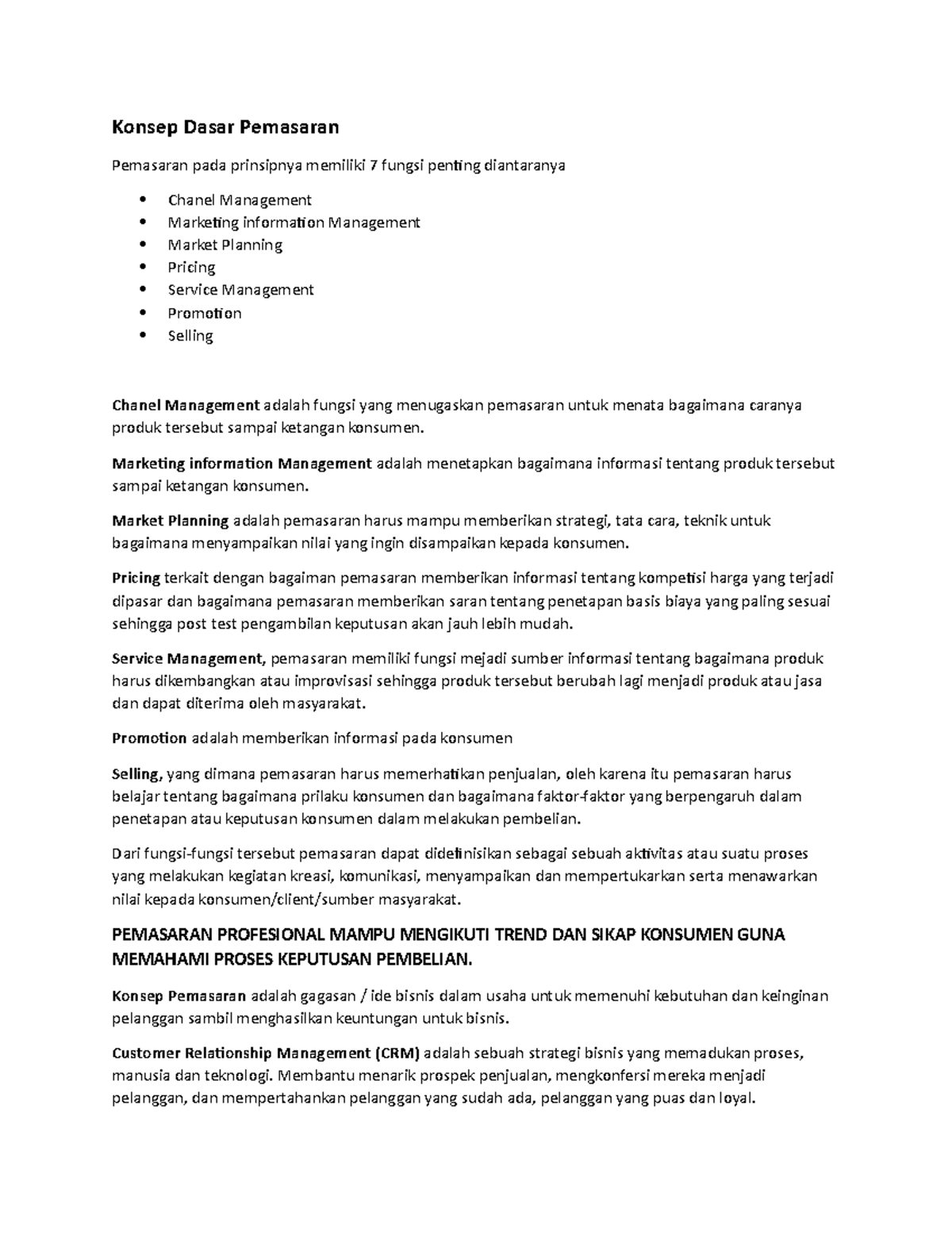 Konsep Dasar Pemasaran - Konsep Dasar Pemasaran Pemasaran pada ...