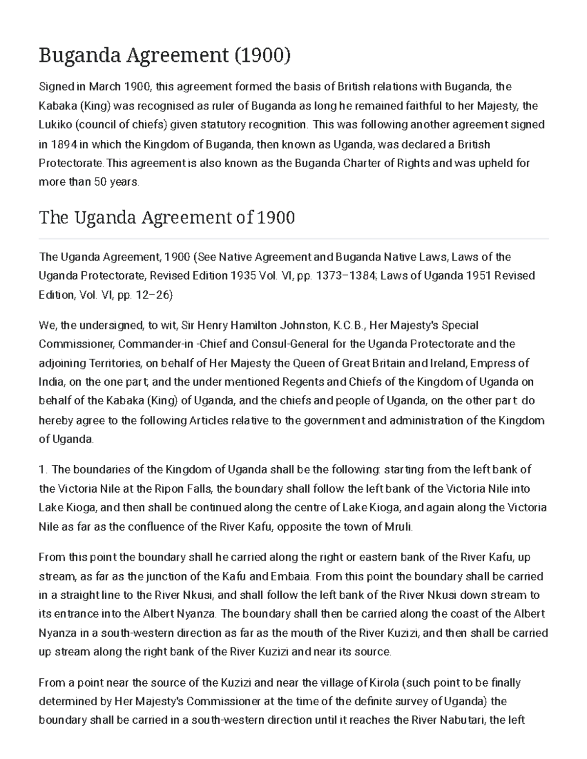 Buganda Agreement (1900) - Wikipedia - Buganda Agreement (1900) Signed ...