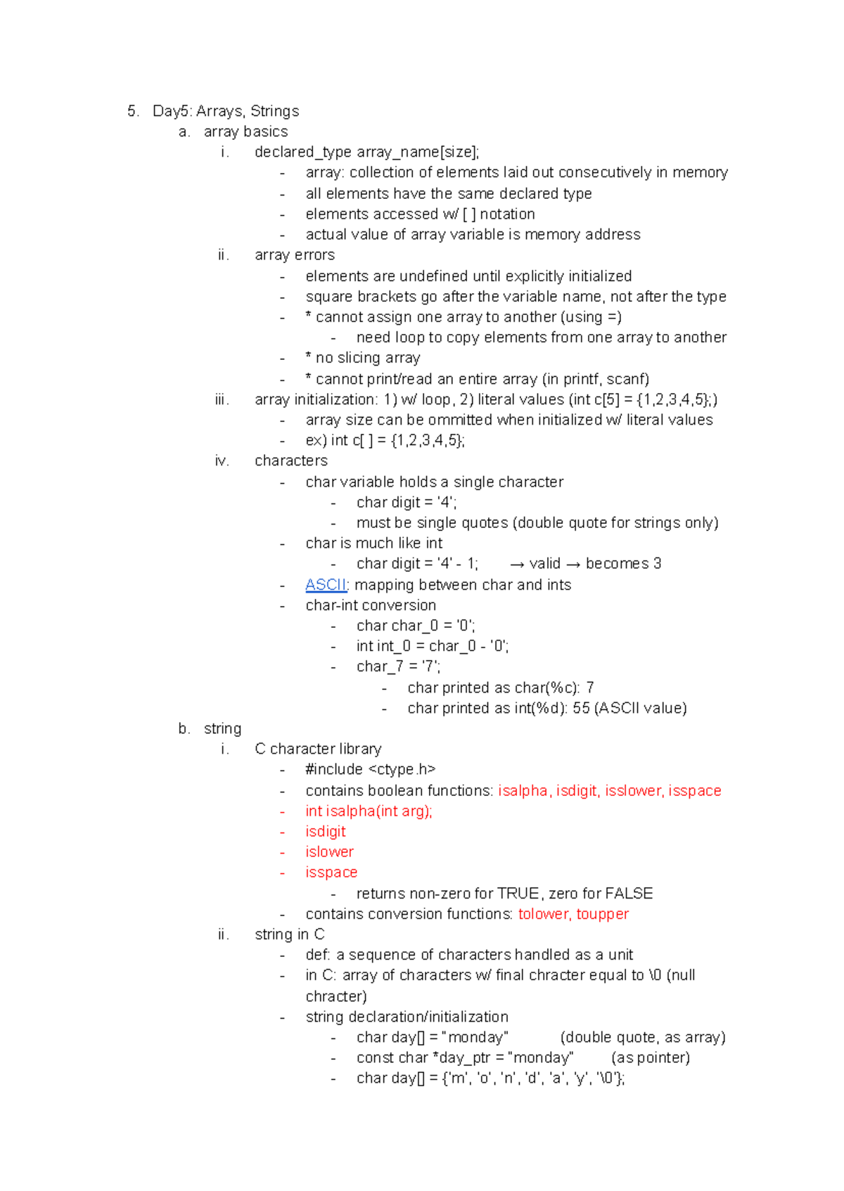 C language 3 - CS-required course lecture notes - Day5: Arrays, Strings ...