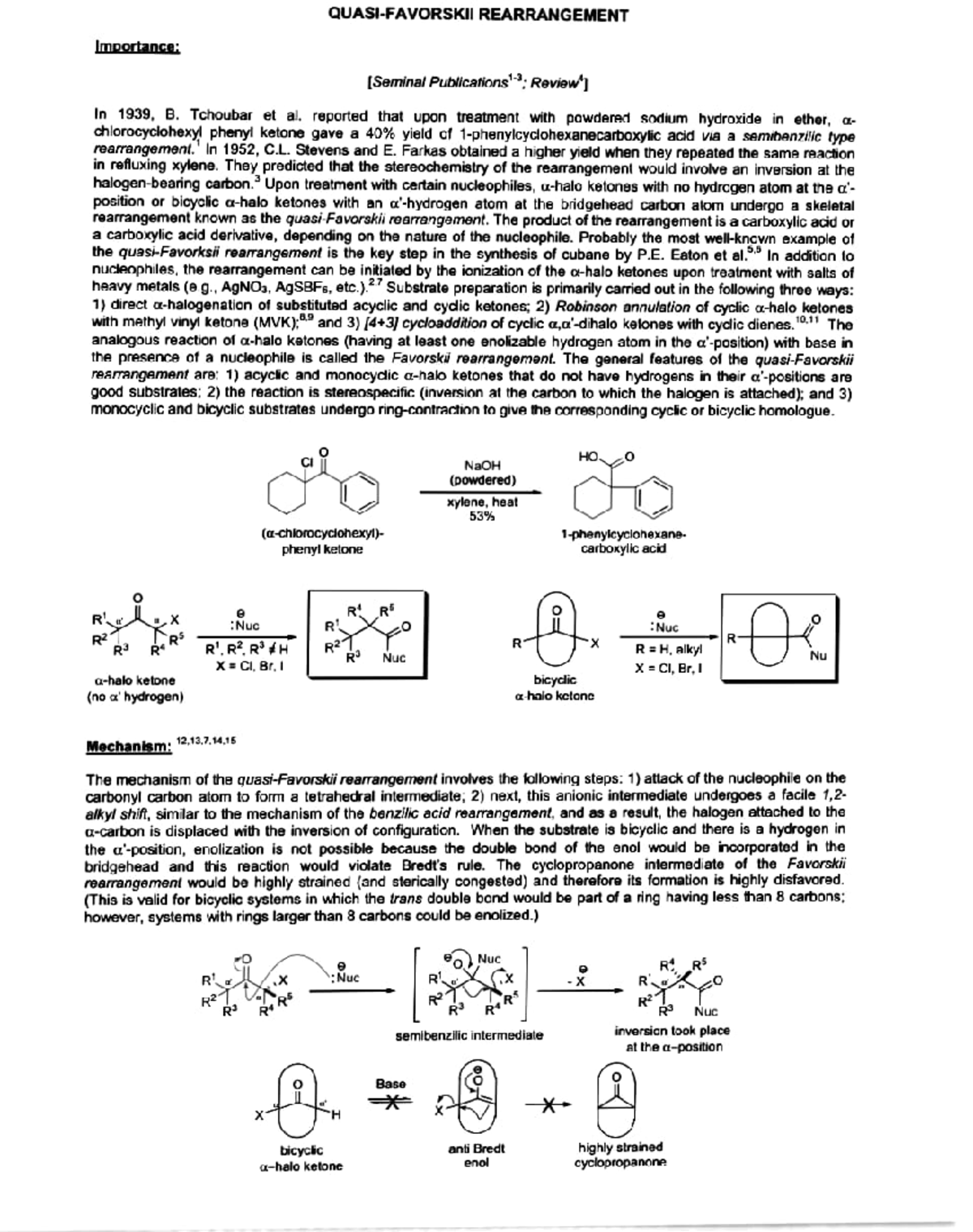 Quasi-favorskii Rearrangement - QUASI-FAVORSKII REARRANGEMENT ...