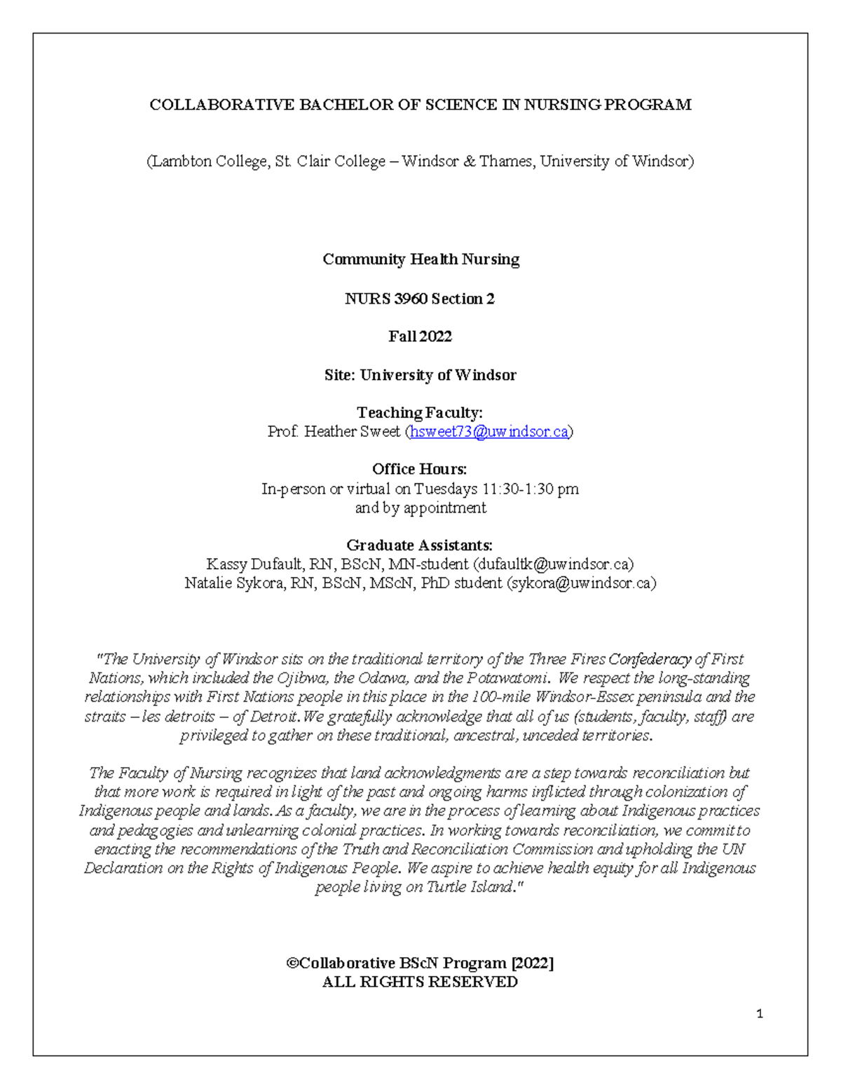 CHN Syllabus - COLLABORATIVE BACHELOR OF SCIENCE IN NURSING PROGRAM ...