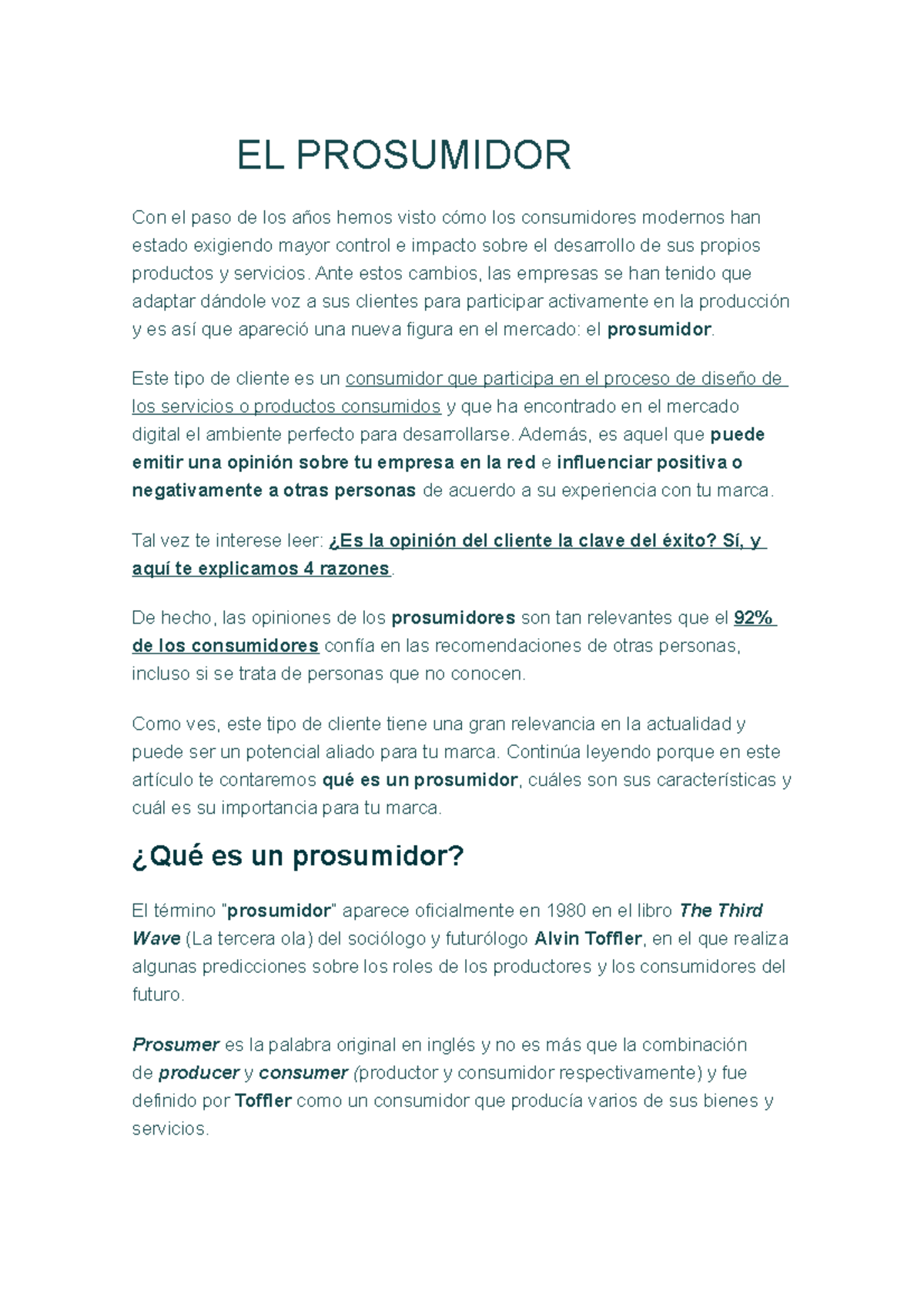 EL Prosumidor - EL PROSUMIDOR Con el paso de los años hemos visto cómo ...