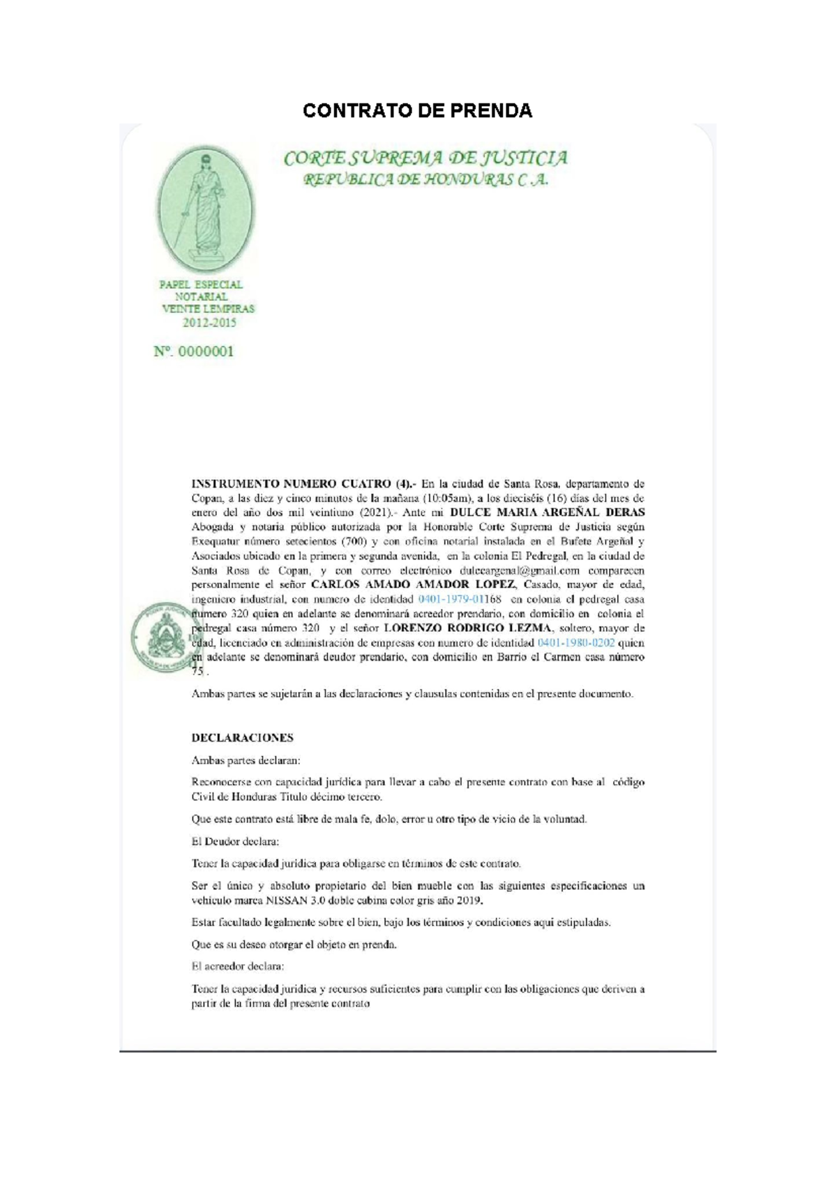 Contrato DE Prenda - Derecho Civil/ Civil law - CONTRATO DE PRENDA ...