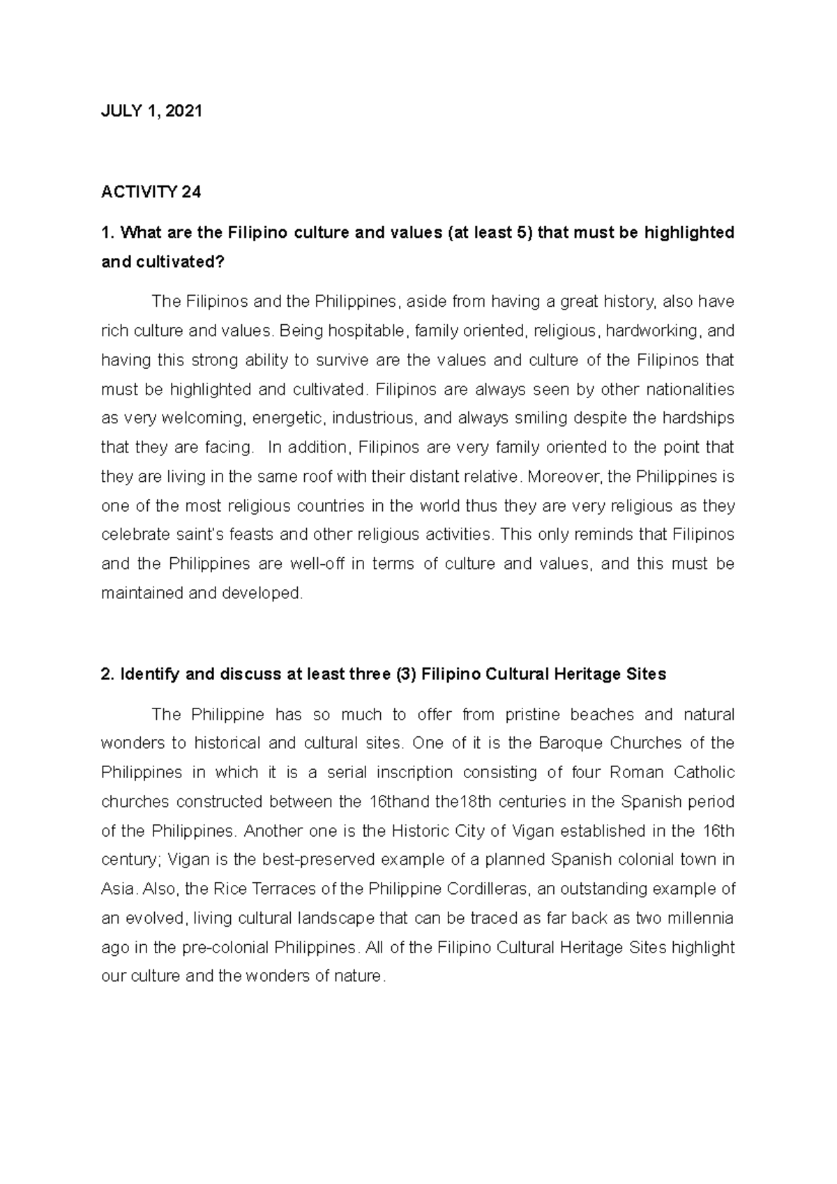 Readings in Philippine History Activity 24 - JULY 1, 2021 ACTIVITY 24 1 ...