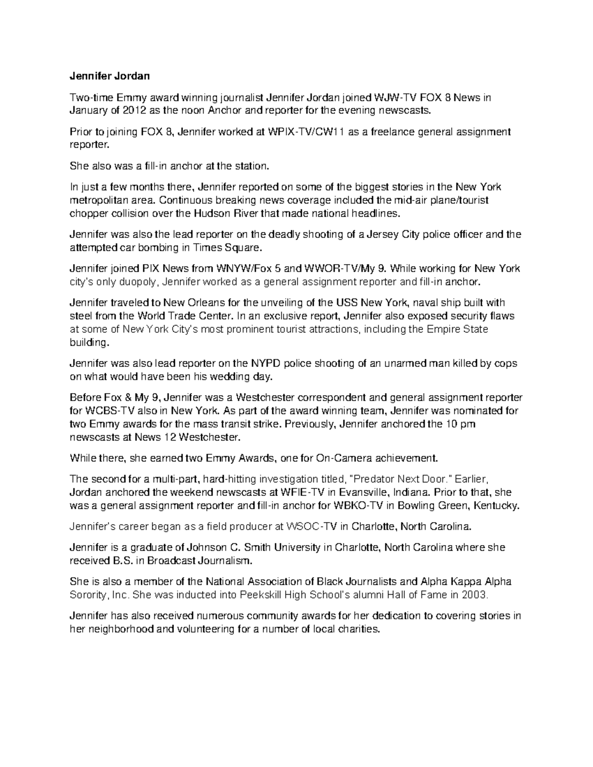 Jennifer Jordan Bio - Jennifer Jordan Two-time Emmy award winning ...