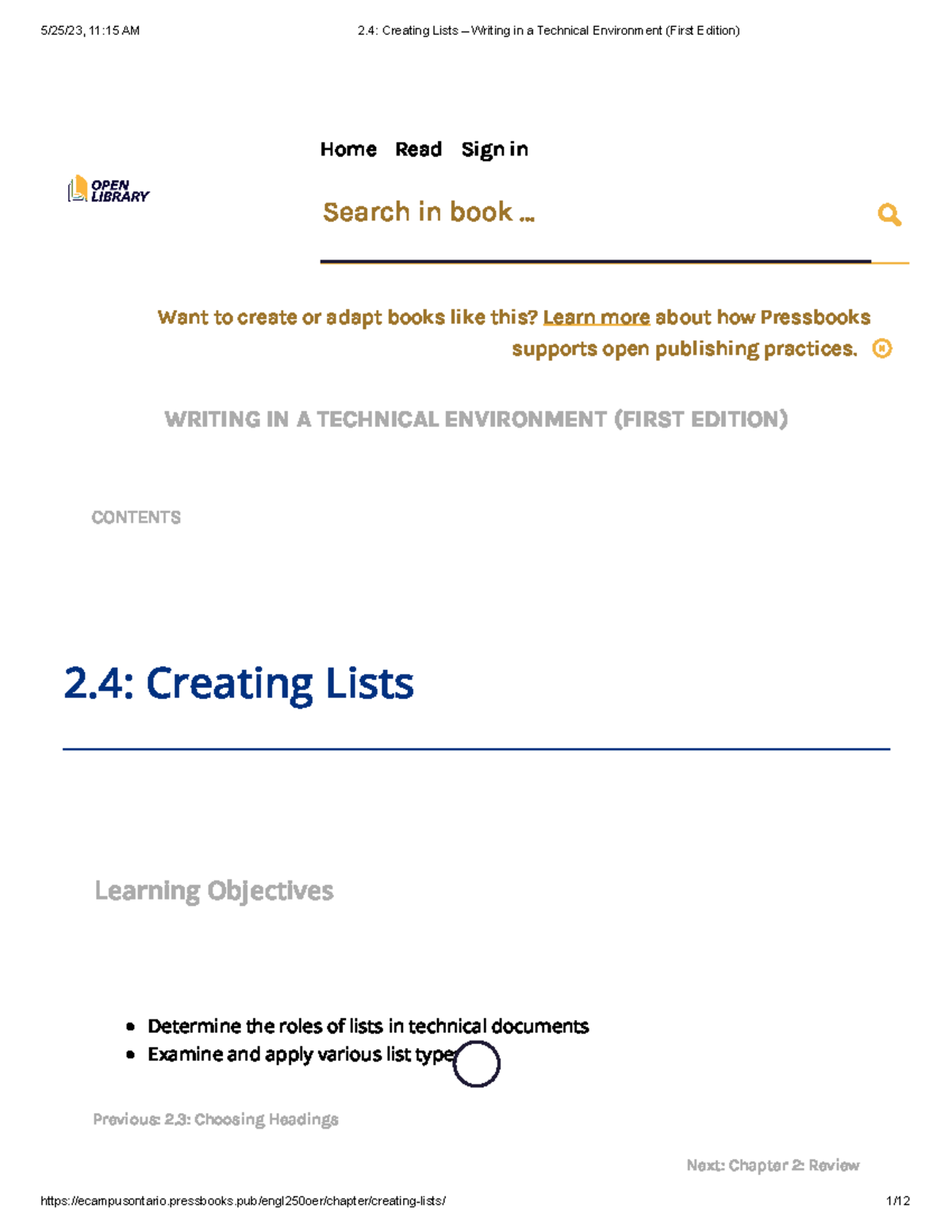 2.4 Creating Lists – Writing in a Technical Environment (First Edition ...