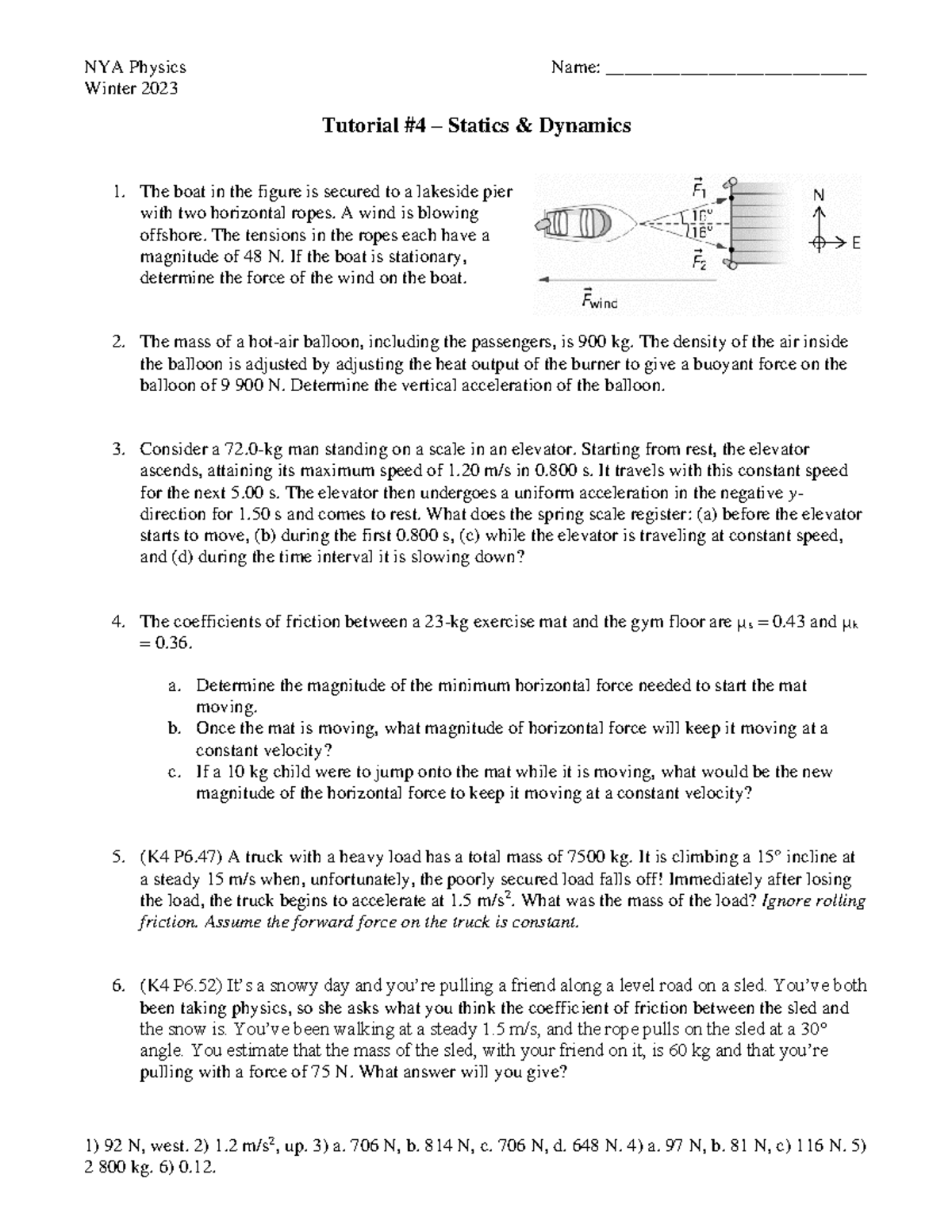 Tutorial 4-staticsdynamics - NYA Physics Name ...