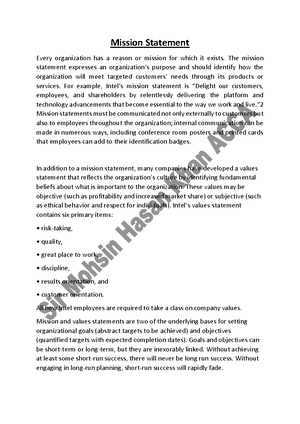 Mission Statement - Accounting - Mission Statement Every organization ...