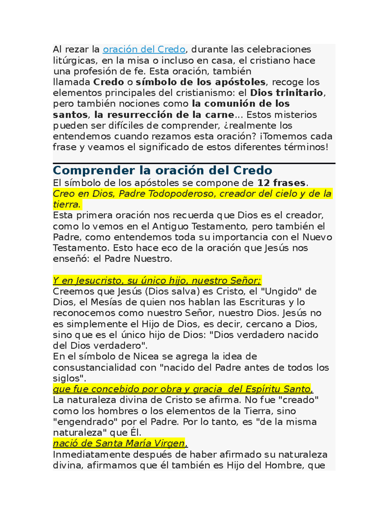 Credo - Esta oración, también llamada Credo o símbolo de los apóstoles ...