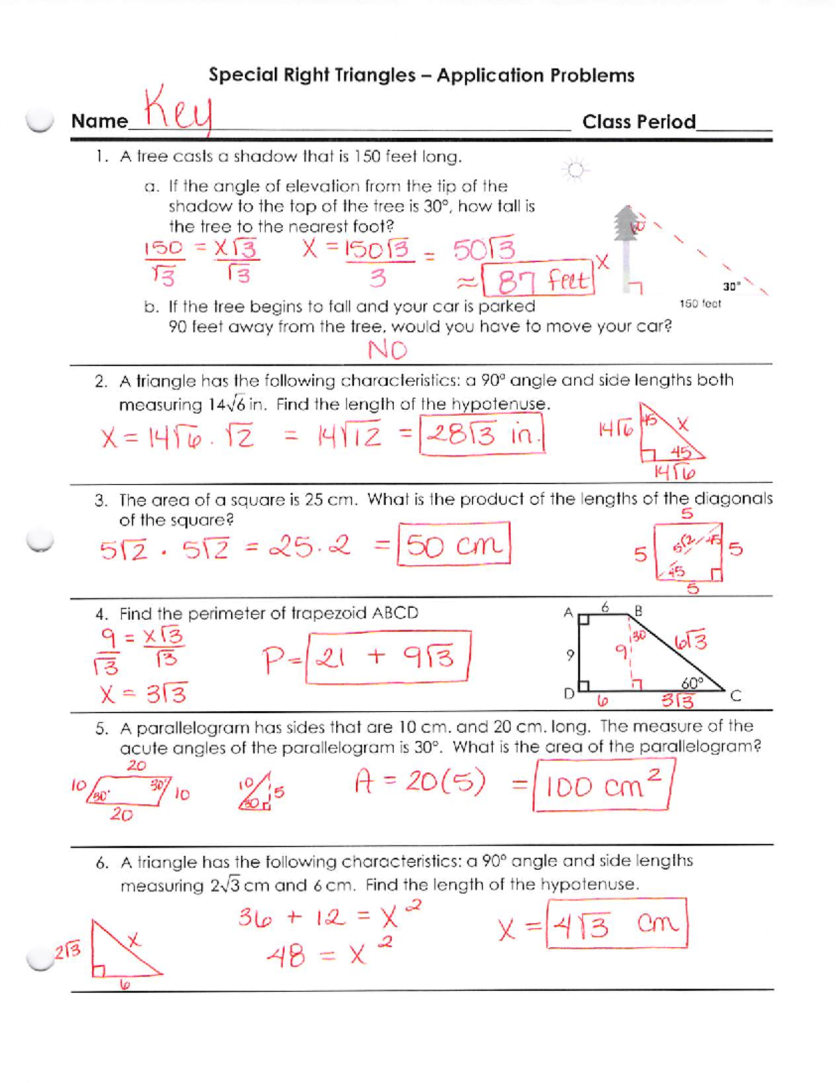 Special triangle application problems solutions - Studocu