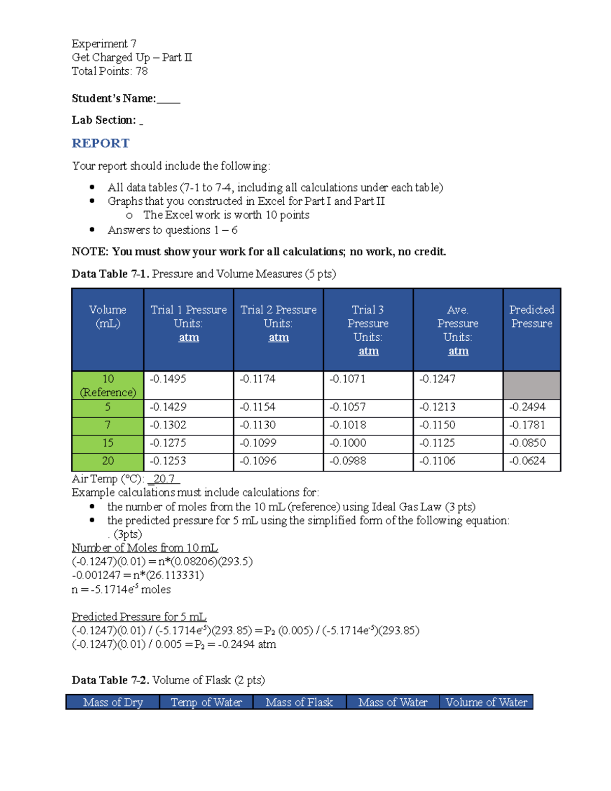 CHEM 109 Exp. 7 - Get Charged Up Part 2 - Get Charged Up – Part II ...