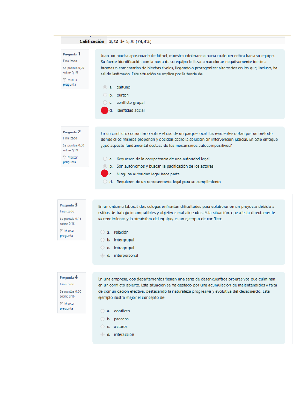 Examen Final de resolución de conflictos - Calificación 3,72 de 5,00 ...