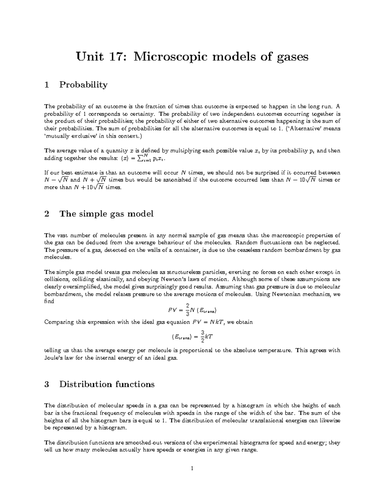 Unit17-summary Summary of OU S217 Unit 17 - Unit 17: Microscopic models ...
