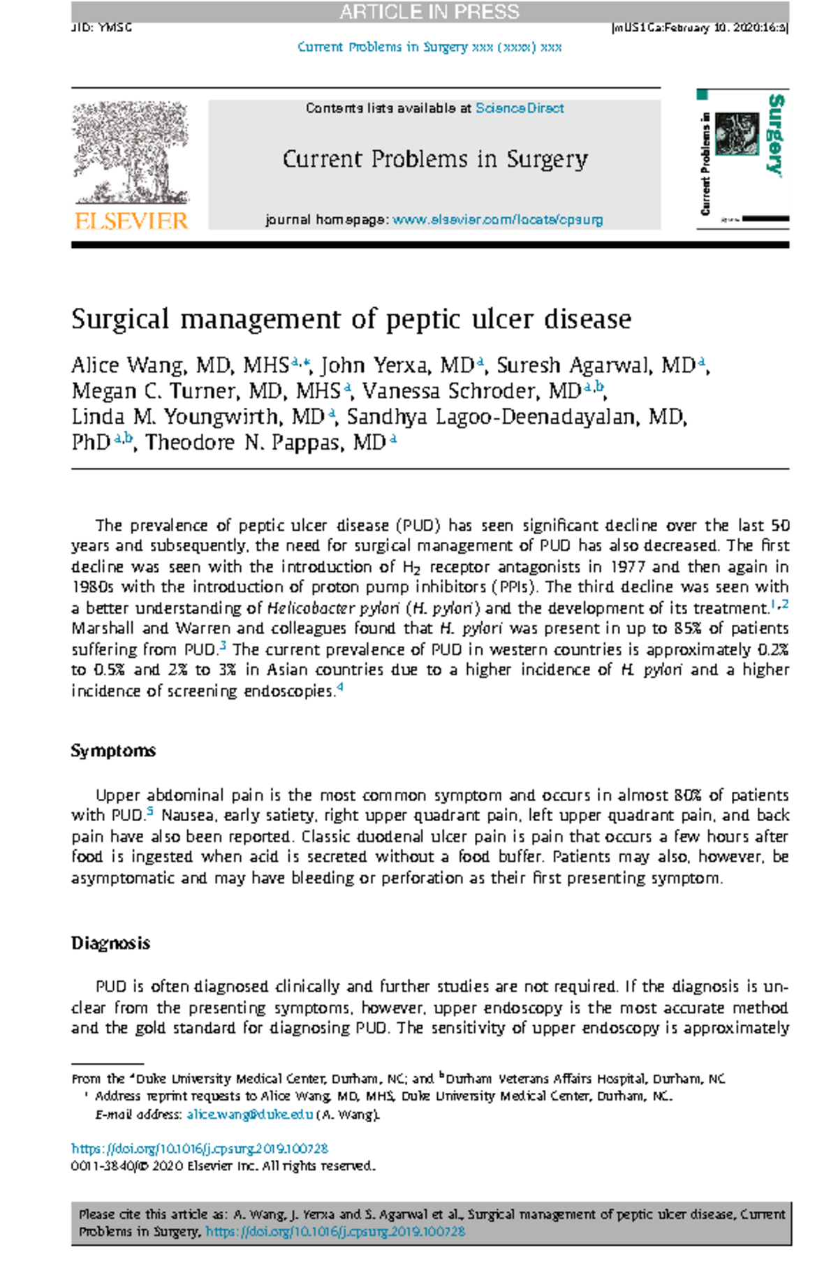 Surgical management of peptic ulcer disease - JID: YMSG [mUS1Ga ...