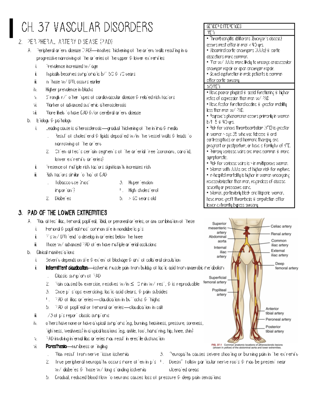 Vascular Disorders - CH. 37 VASCULAR DISORDERS 2. PERIPHERAL ARTERY ...