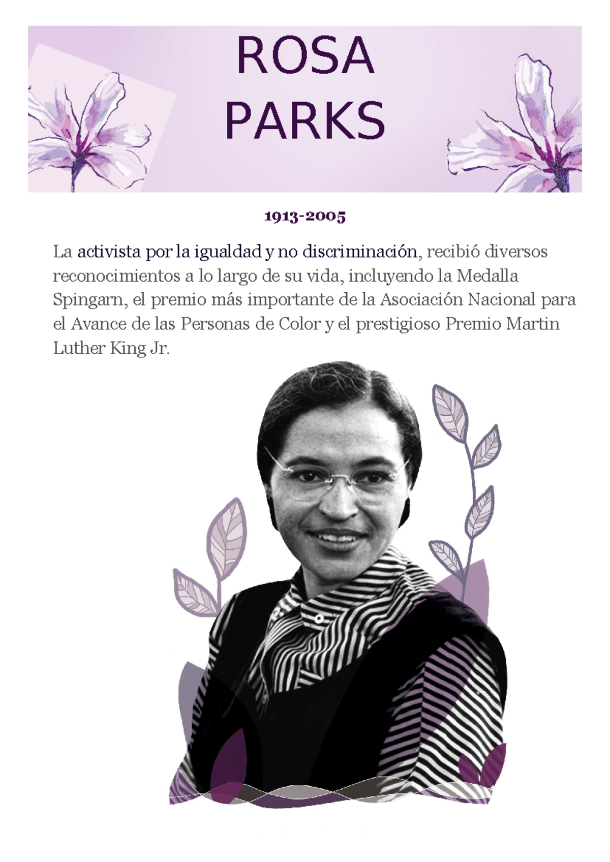 Rosa parks - biografia - Historia del arte - 1913- La activista por la ...