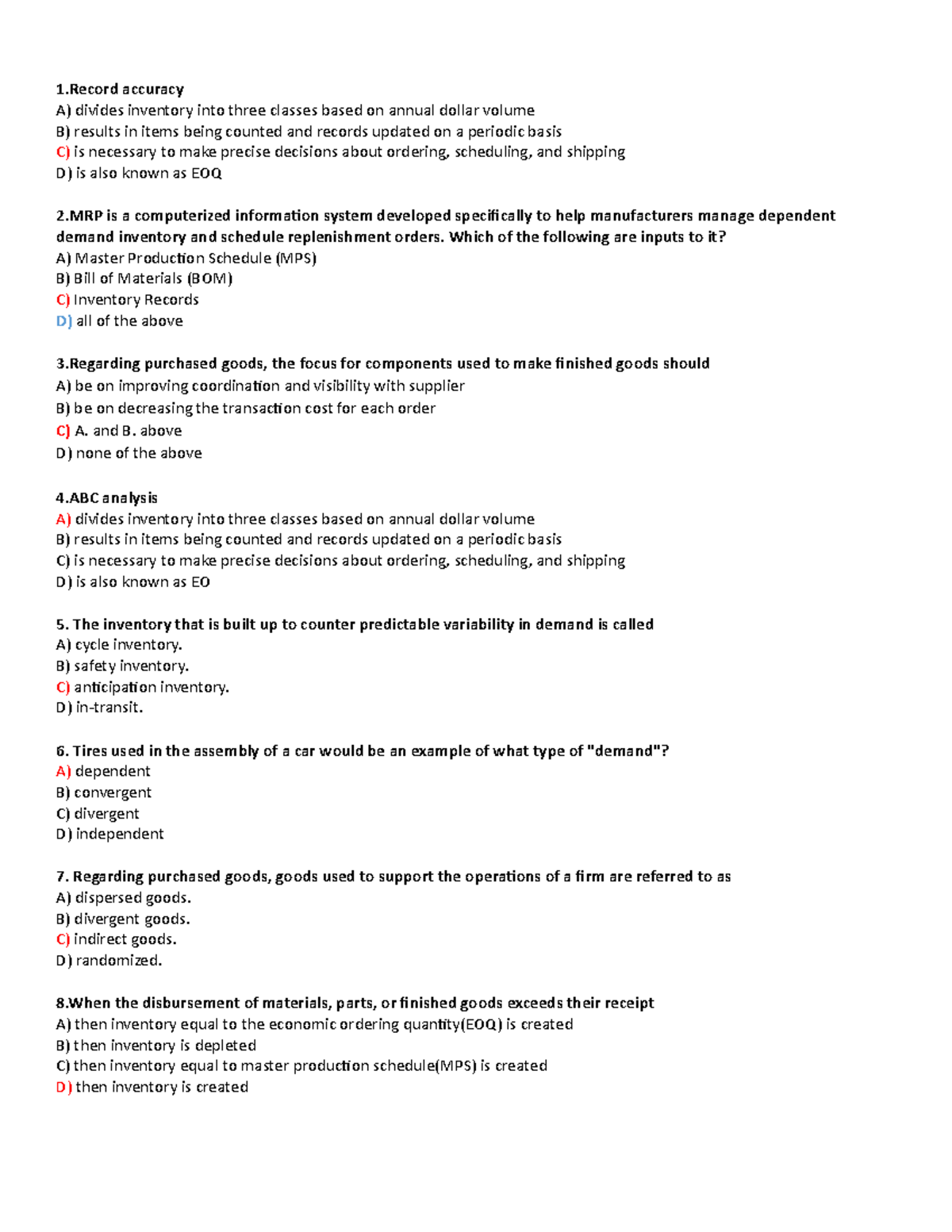 CSCA mock 2015 answers not reviewed Copy - 1 accuracy A) divides ...