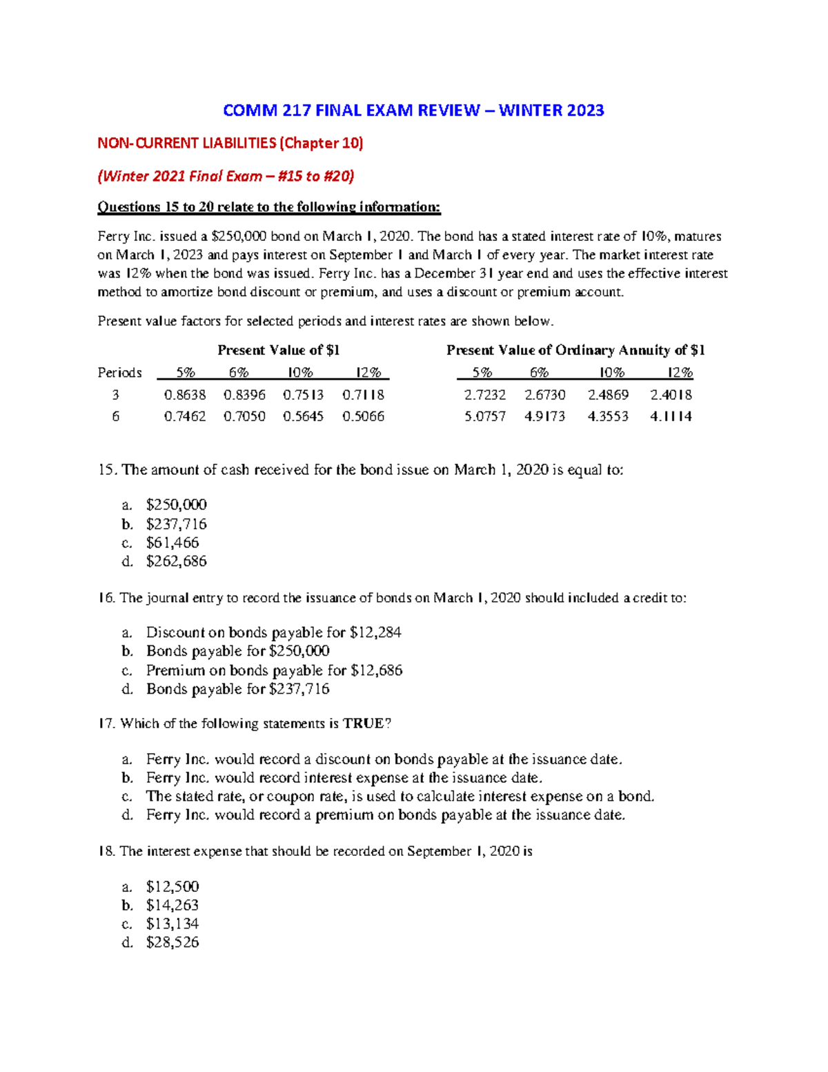 COMM 217 Final Exam Review - Winter 2023 - COMM 217 FINAL EXAM REVIEW ...